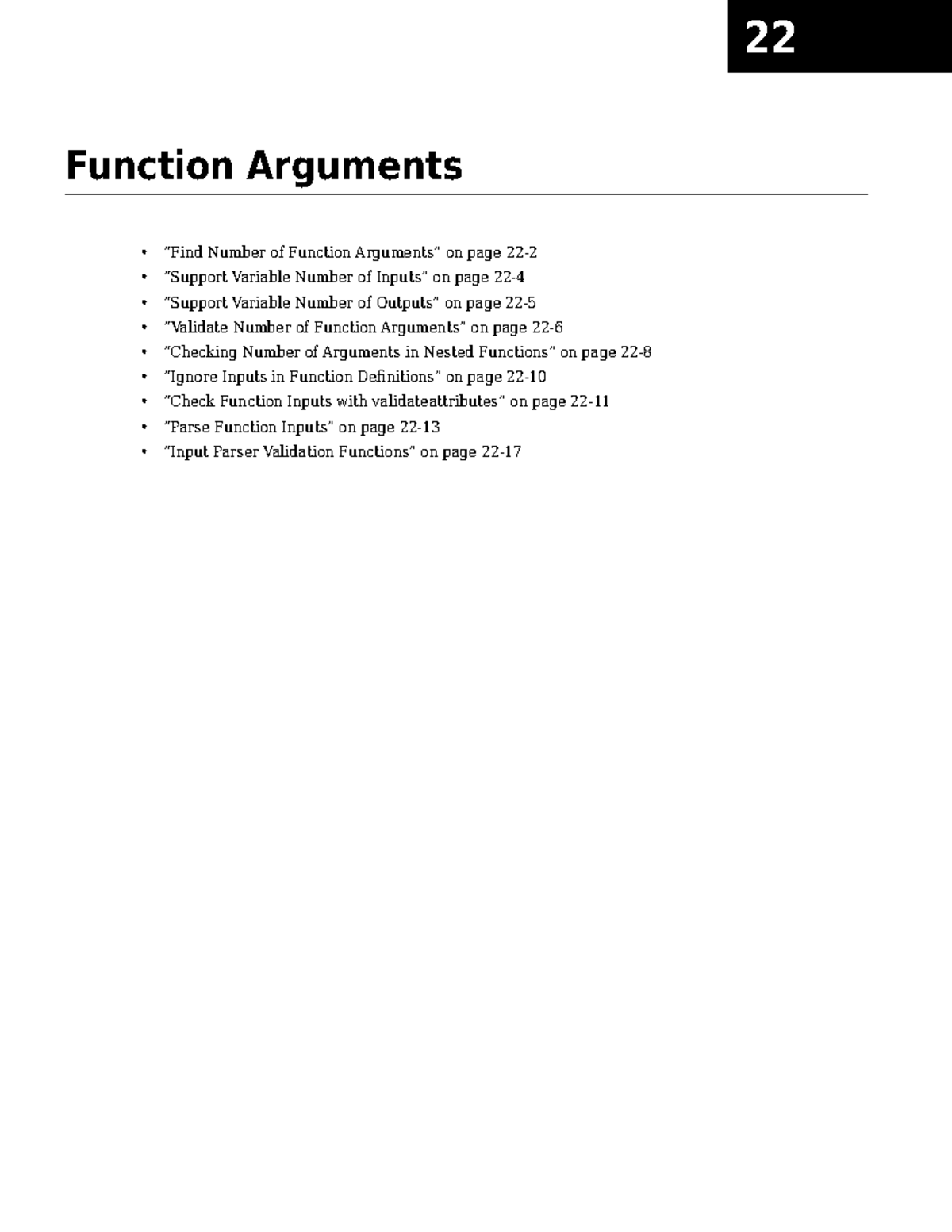 Matlab Prog 84 Function Arguments • “find Number Of Function Arguments” On Page 22 • “support 