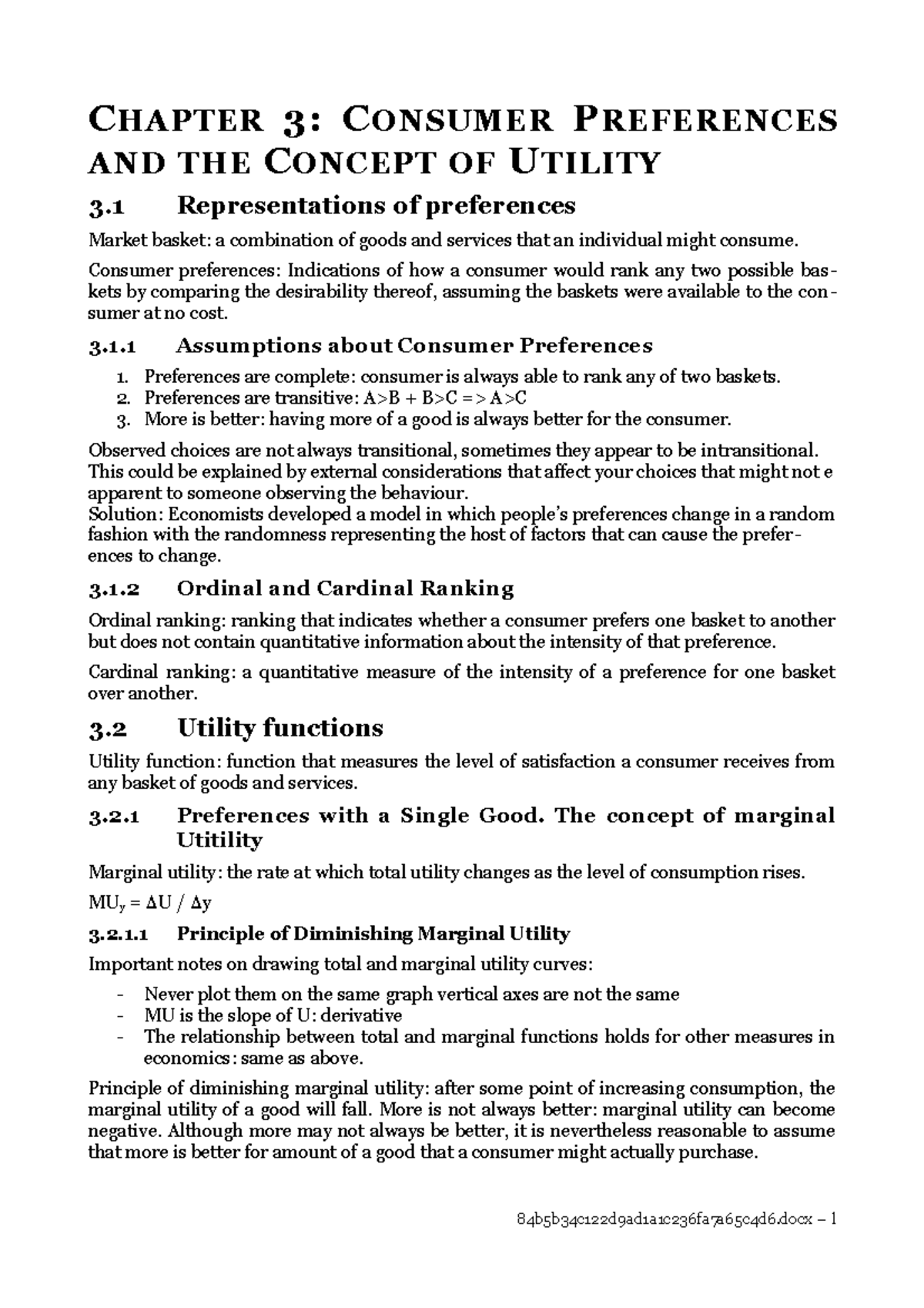 Samenvatting Microeconomics Chapter 3 Consumer Preferences and the ...