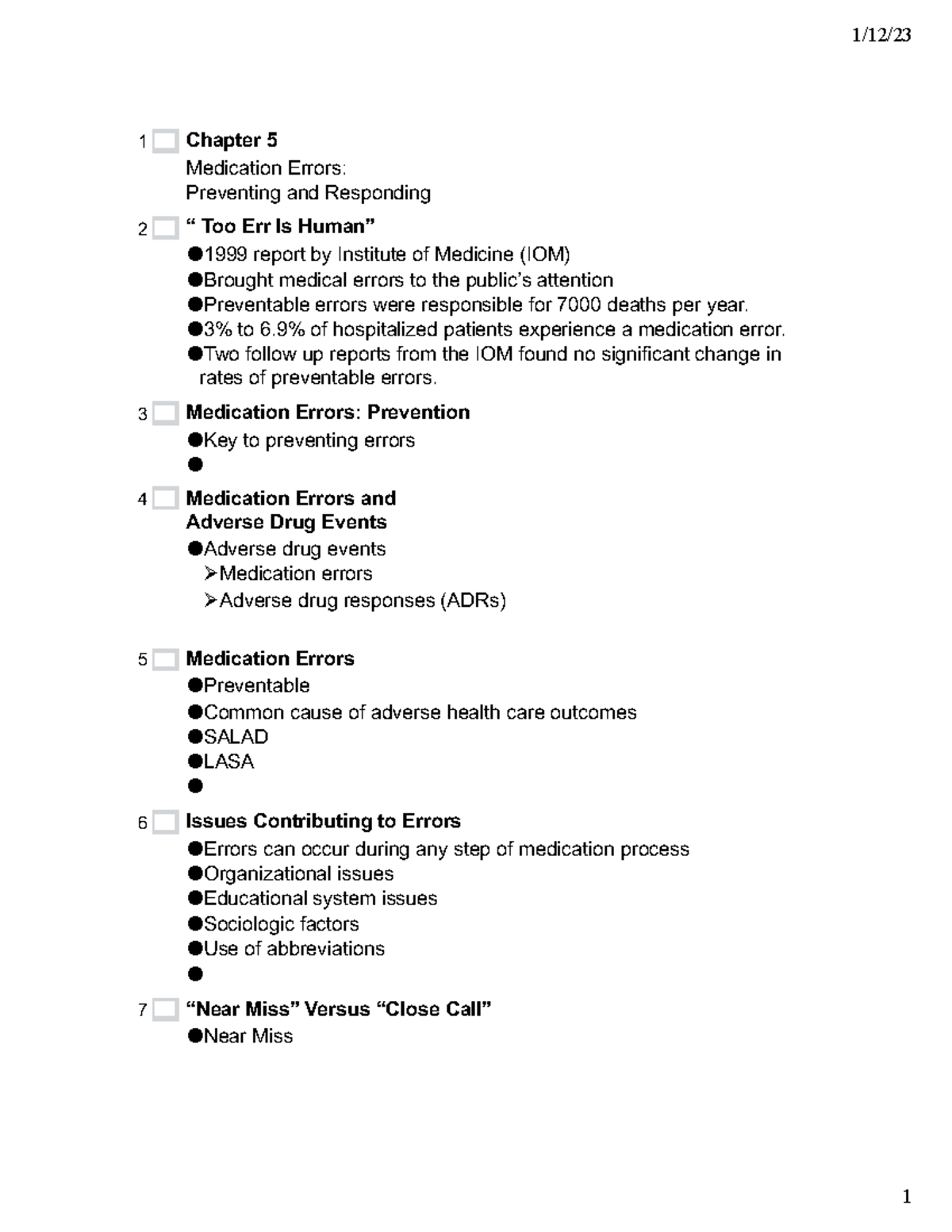 Lilley Chapter 5 - Nursing pharmacology. Dr. Stubblefield - 1/12/ 1 Chapter 5 Medication Errors ...
