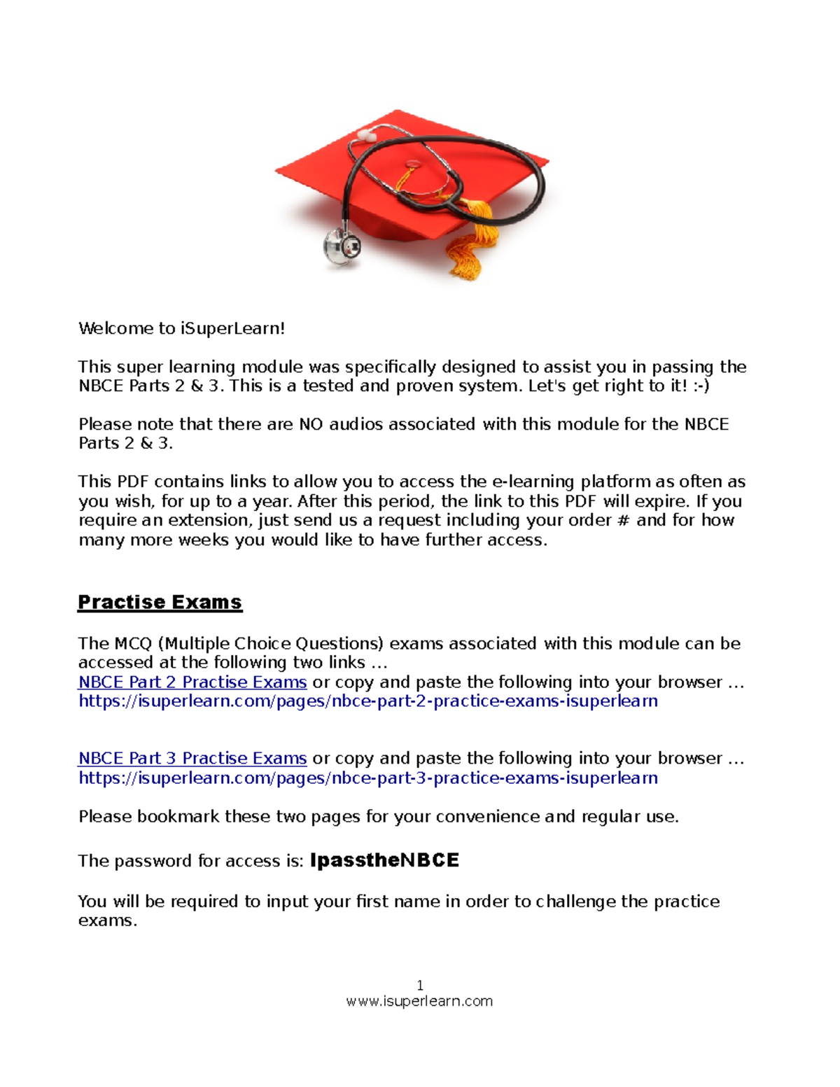 Important links for NBCE Parts 2 and 3 - Welcome to iSuperLearn! This ...