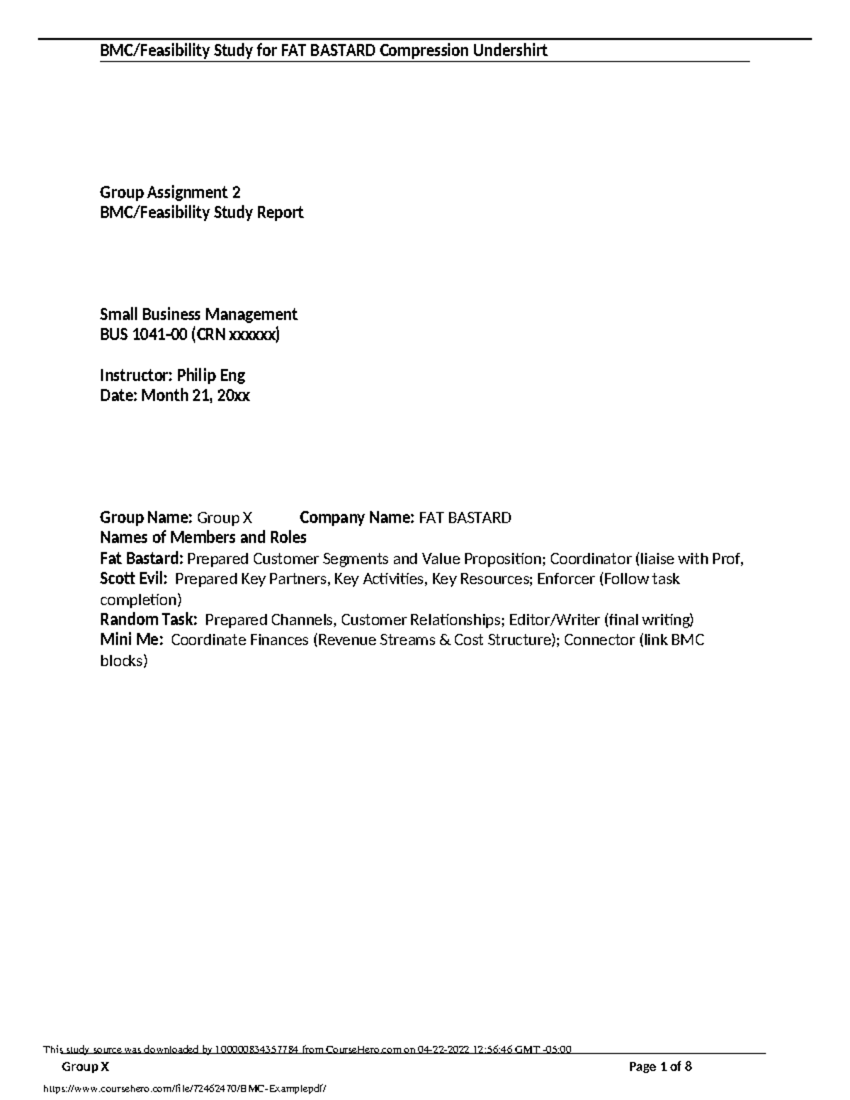 BMC Example - BUSINESS CANVA MODEL - WEEK 6 - Group Assignment 2 BMC ...