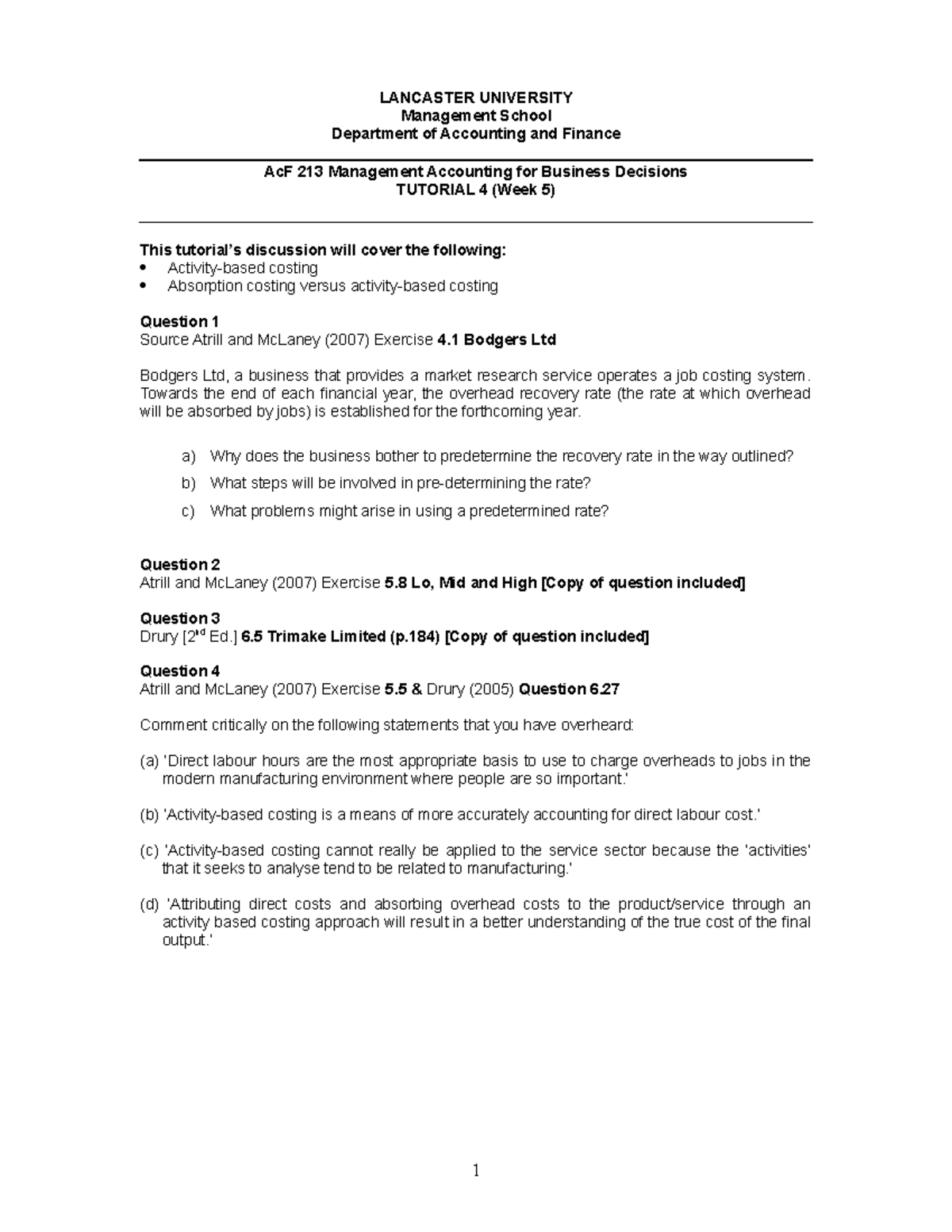 Ac F 213 - Tutorial 4 - Questions - LANCASTER UNIVERSITY Management ...