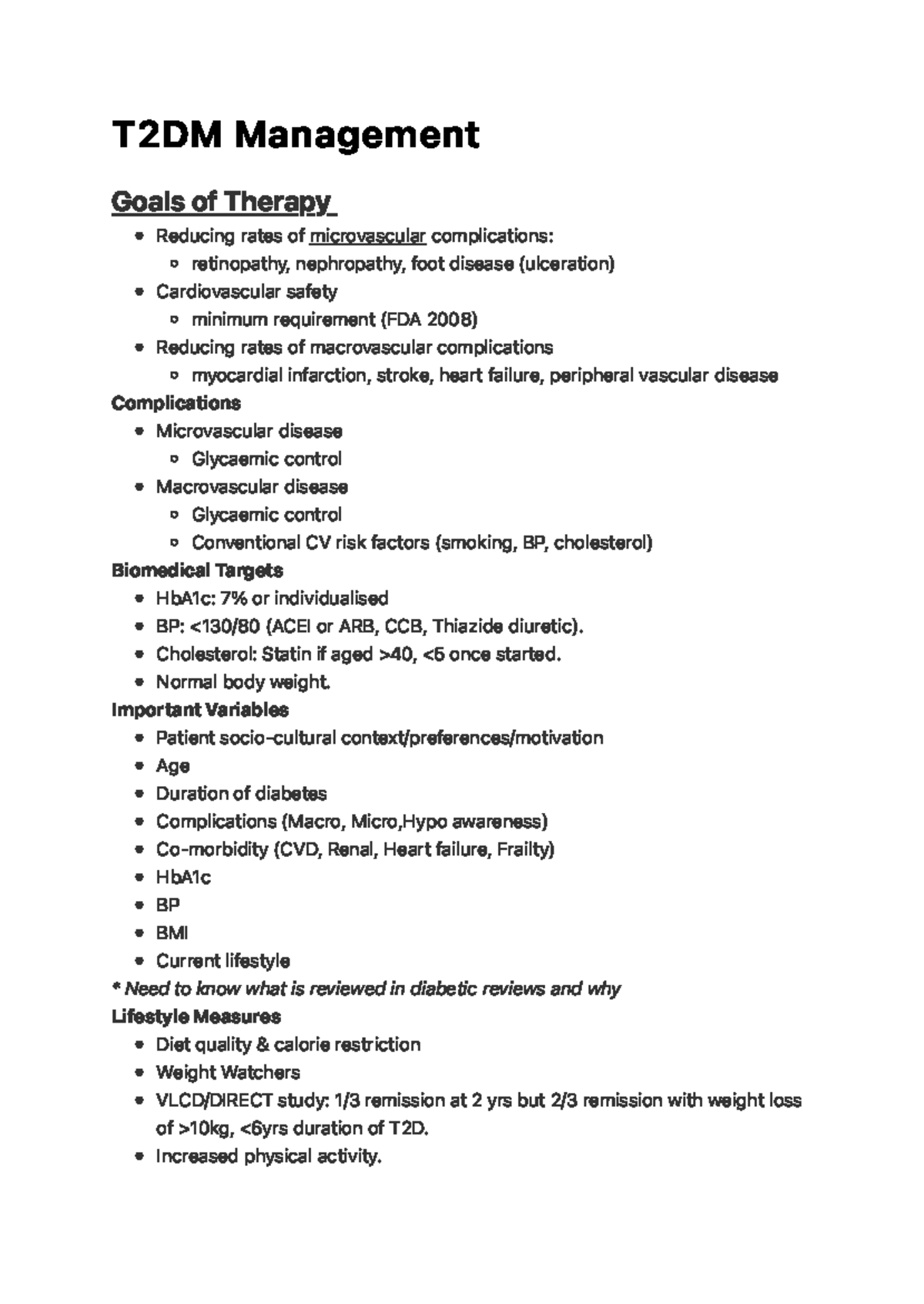 T2DM Management - T 2 D M M a n a g e m e n t Goals of Therapy ...