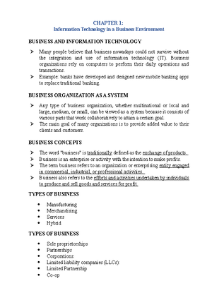 Chapter 1 - Introduction TO Computer - IT APPLICATION TOOLS IN BUSINESS CHAPTER 1 Introduction ...