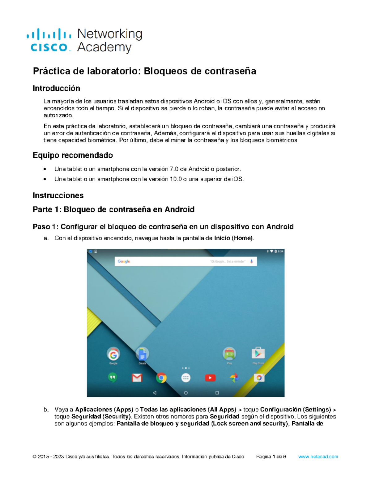 12.2.1.2 Lab - Passcode Locks - Introducción La mayoría de los usuarios trasladan estos ...