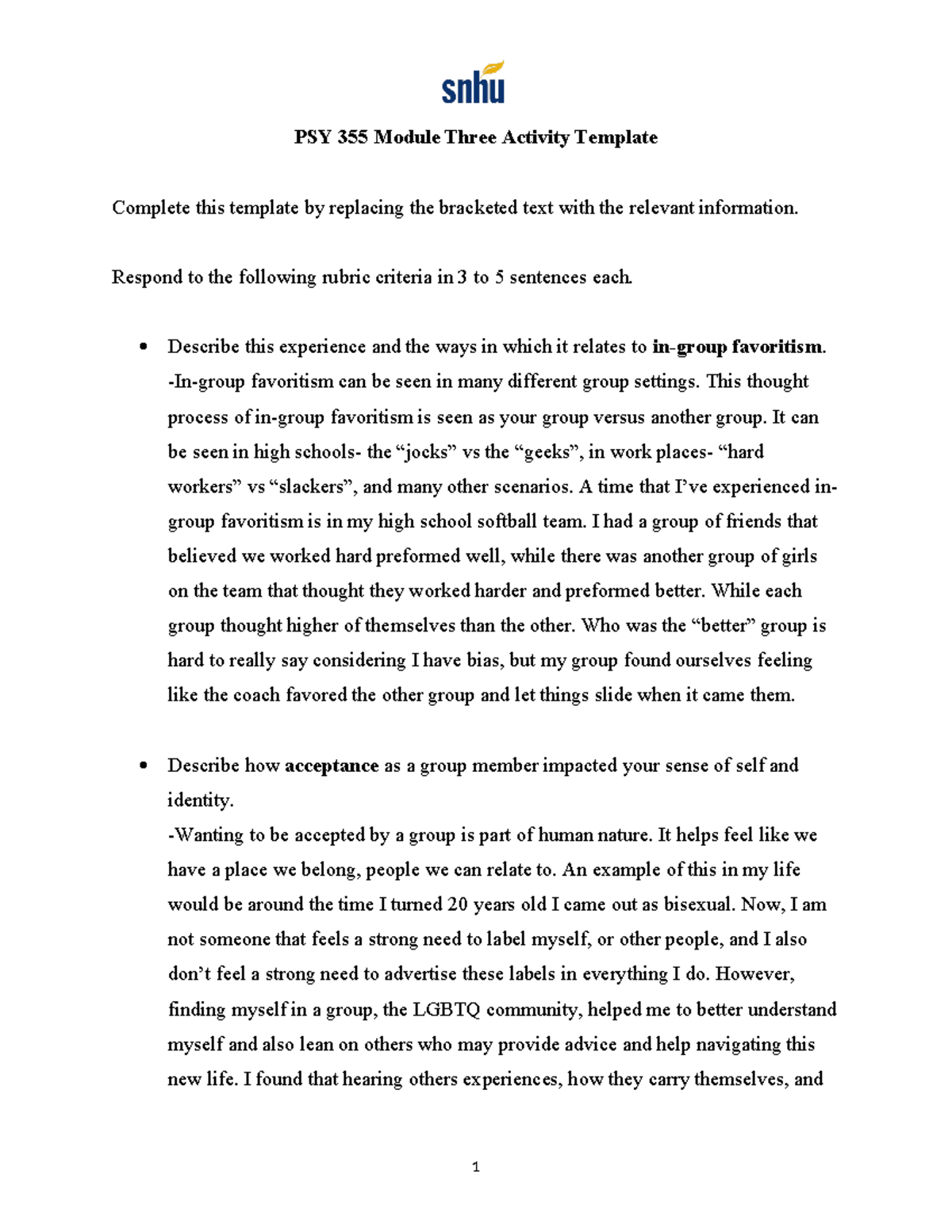 PSY 355 Module Three Activity Template - PSY 355 Module Three Activity ...