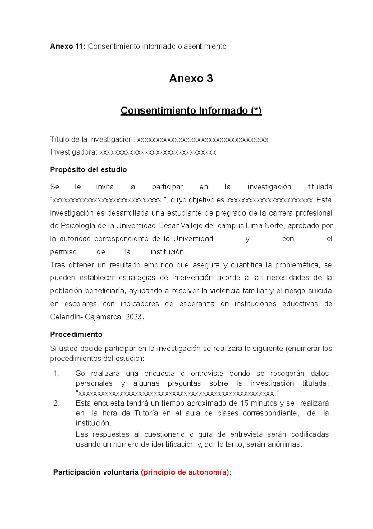 Consentimientos Informados Actuales AL 2023 - Anexo 11: Consentimiento ...