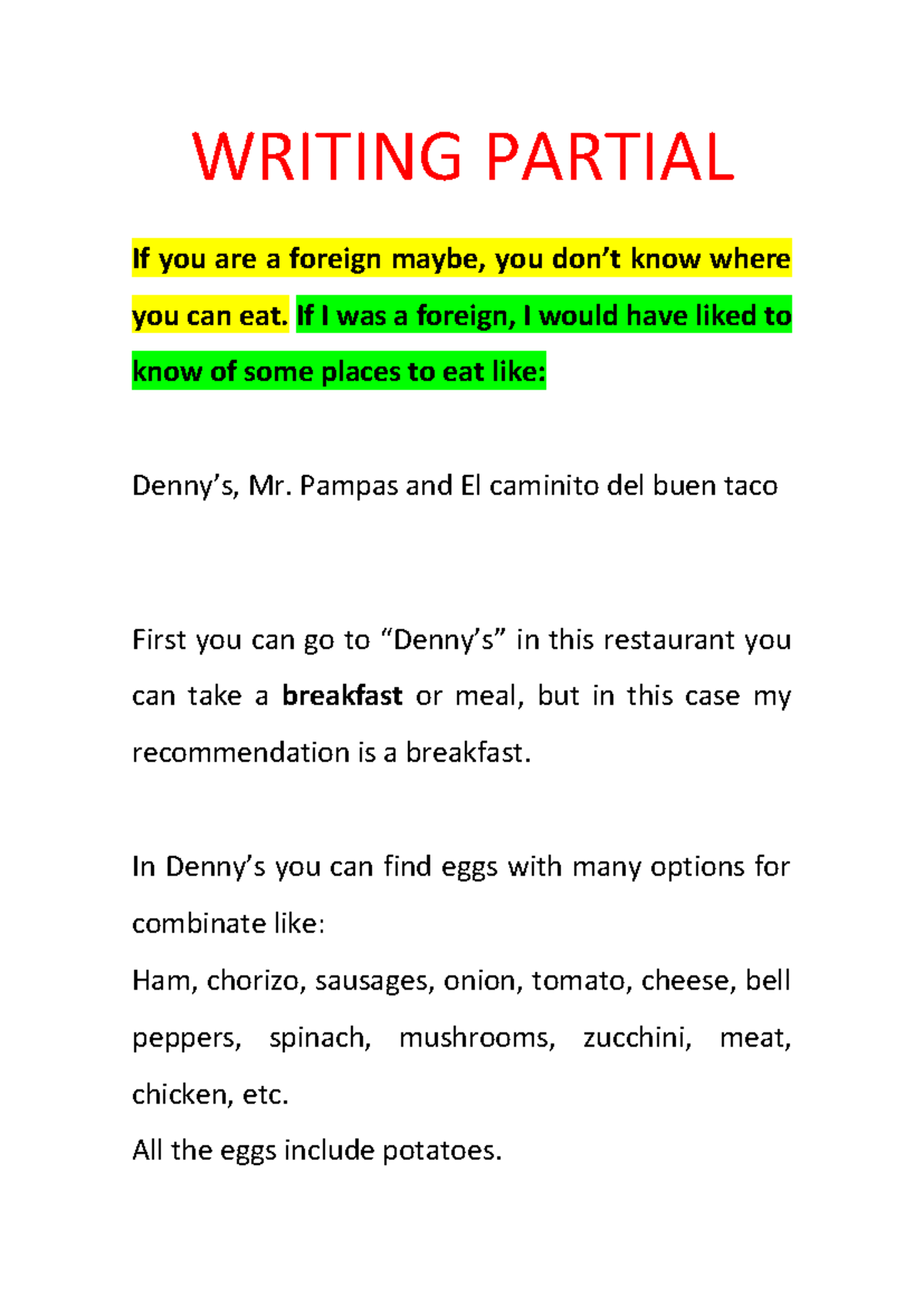 Writing Partial - PARCIAL ESCRITO - WRITING PARTIAL If you are a ...