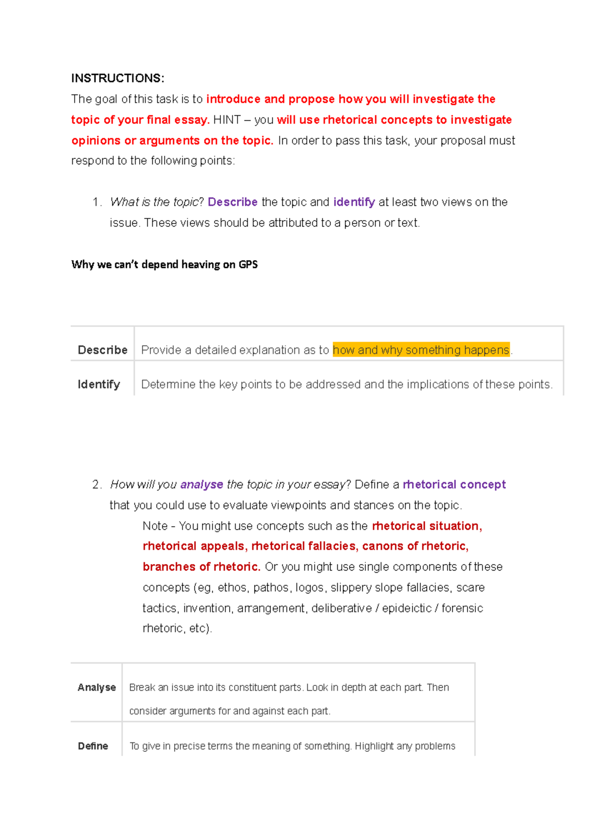 Instructions - This is important content - INSTRUCTIONS: The goal of ...