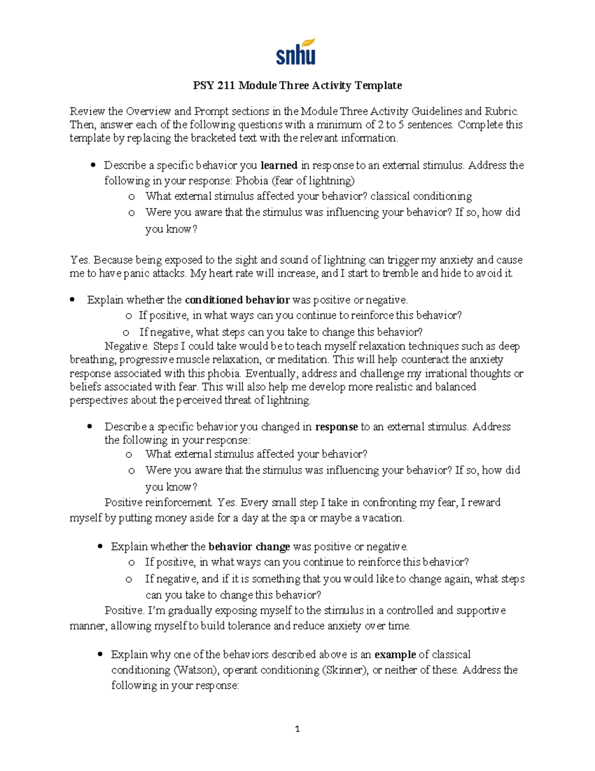 PSY 211 Module Three Activity Template - PSY 211 Module Three Activity ...