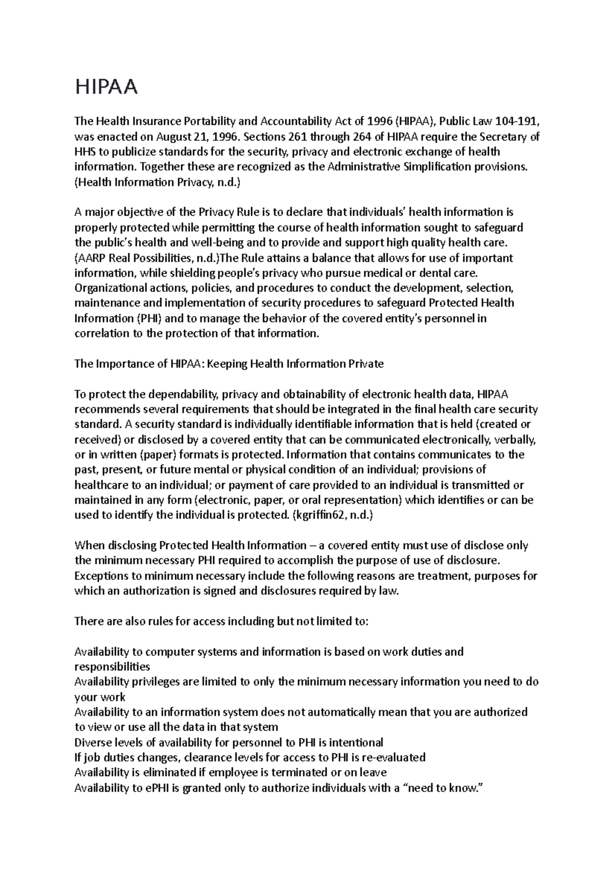 Hipaa 1 - HIPAA The Health Insurance Portability and Accountability Act ...