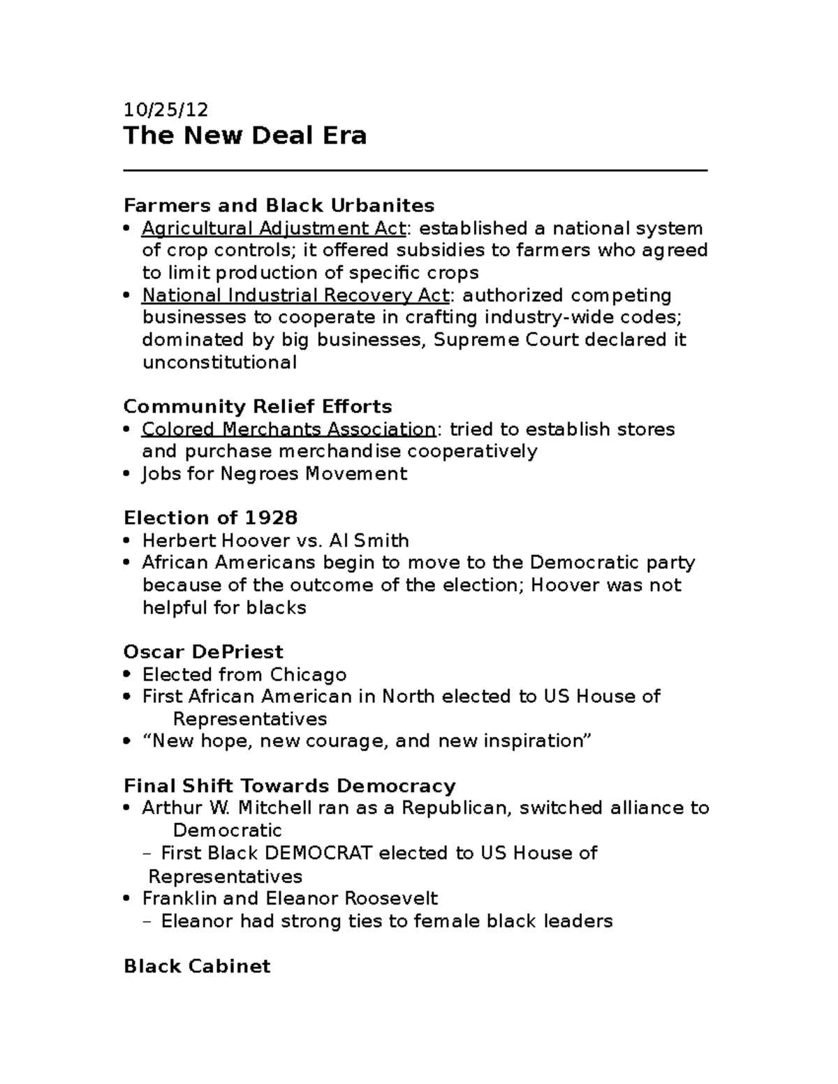 10-25-12 The New Deal Era - 10/25/12 The New Deal Era - Studocu