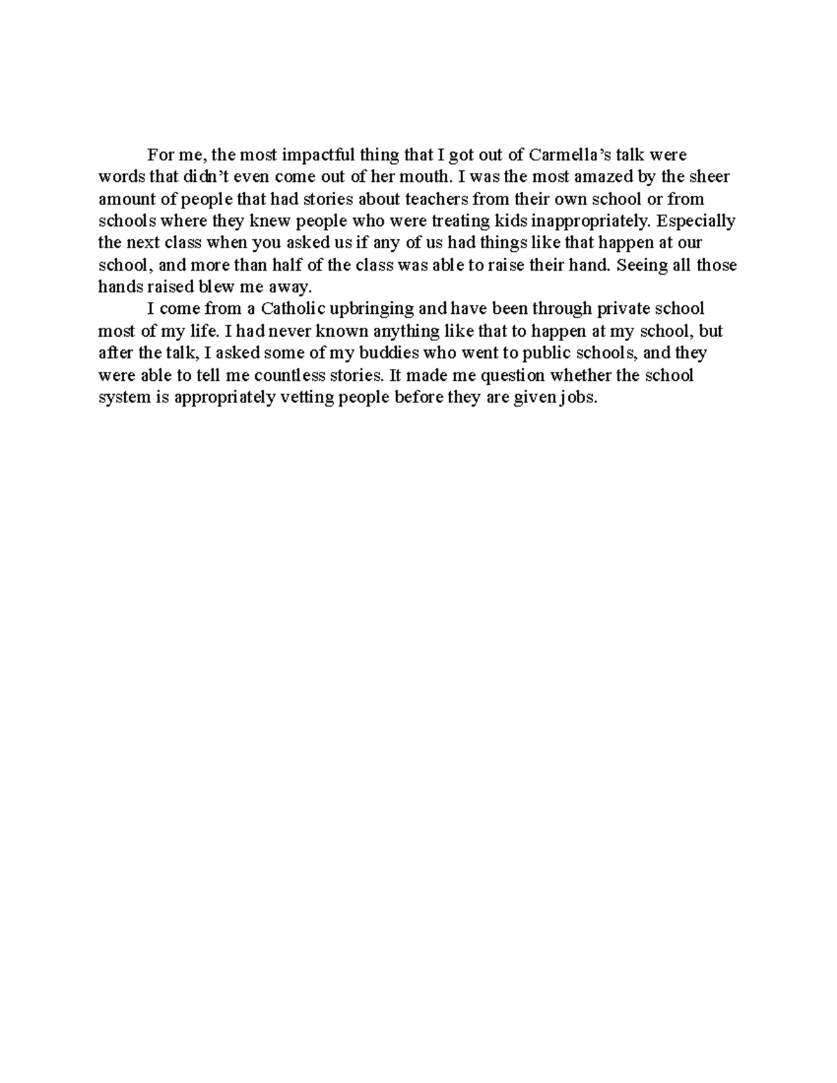 Issues in Law Example - For me, the most impactful thing that I got out ...