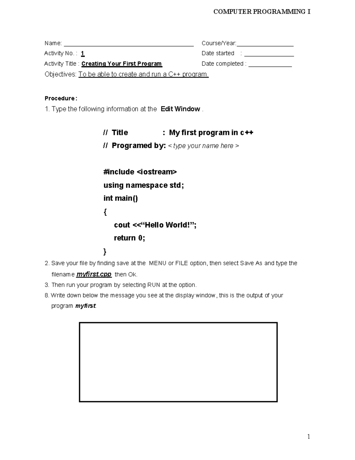 Cplus Manual part1 - Module - Name ...