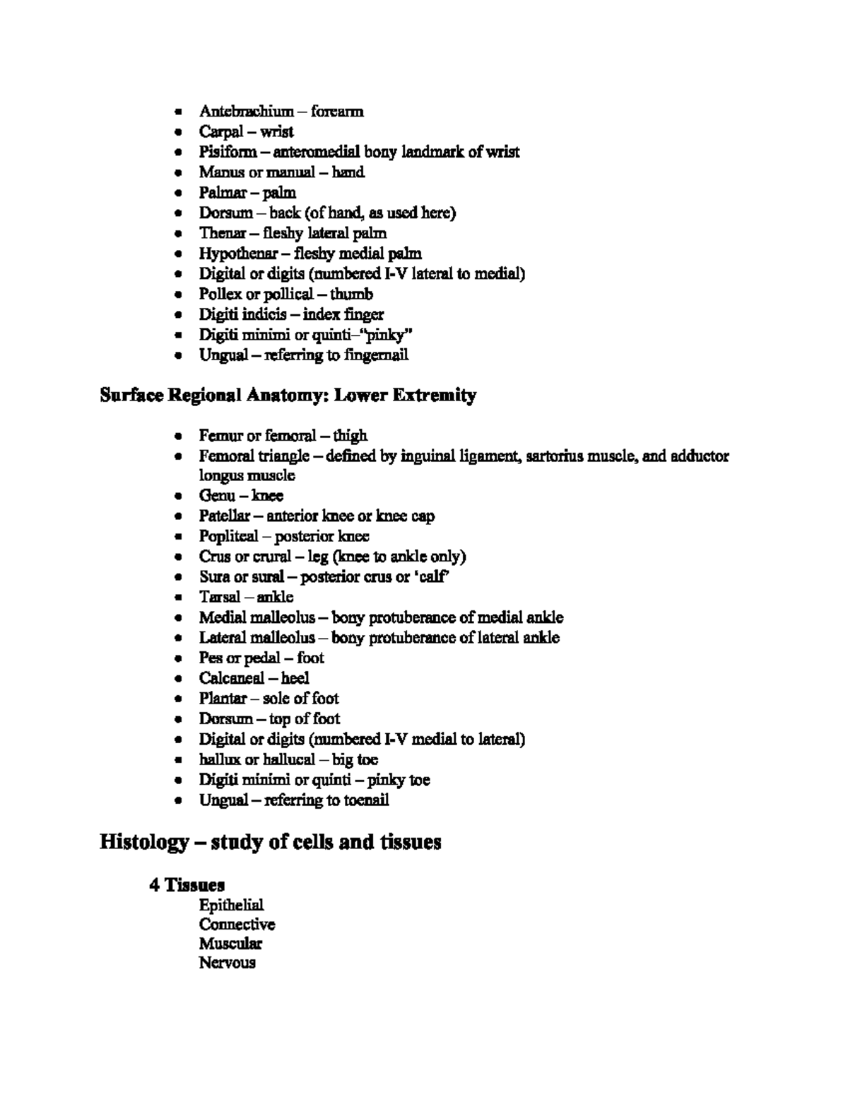 Human Anatomy Study Guide 1 Pg5 19 BIOL 253 Studocu