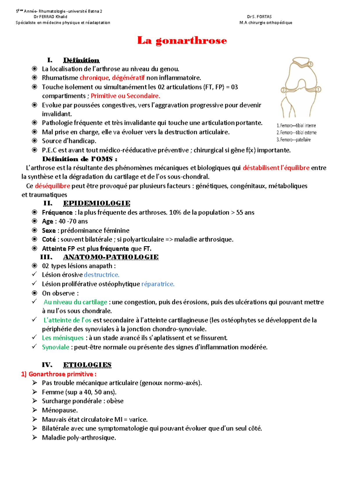 Gonarthrose dr - 5 ème Année- Rhumatologie -université Batna 2 Dr ...