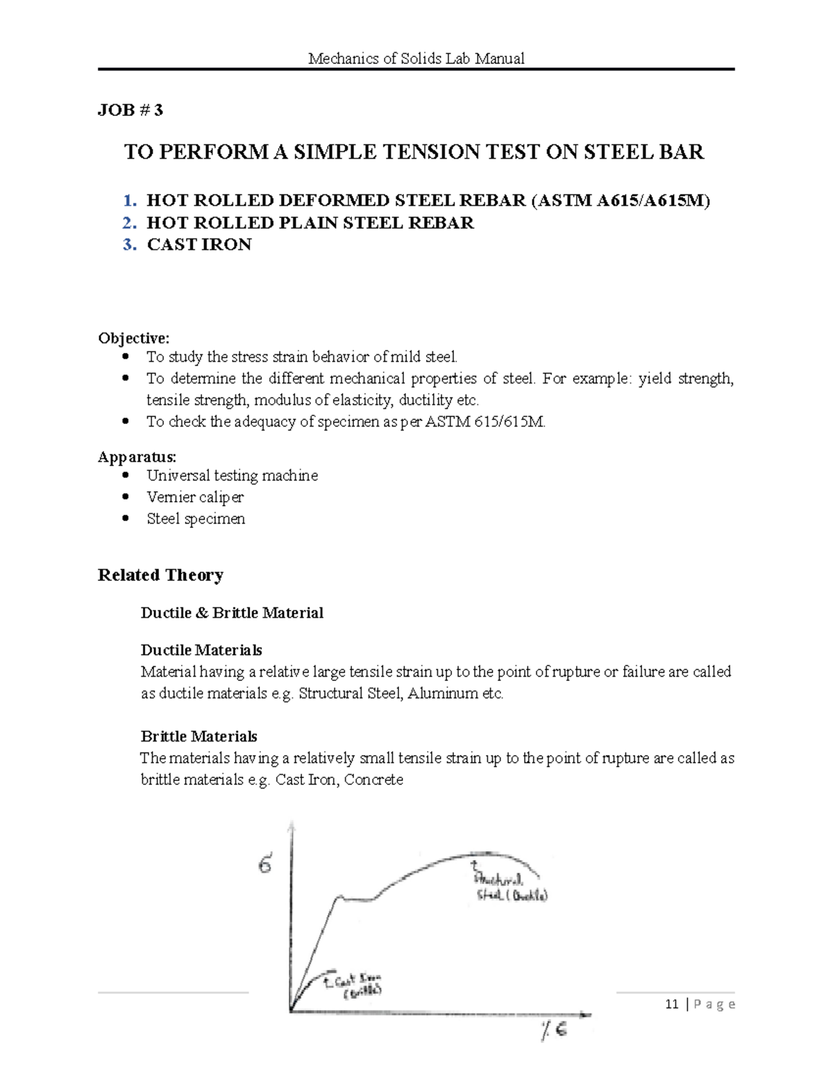 Job 3 - JOB # 3 TO PERFORM A SIMPLE TENSION TEST ON STEEL BAR 1. HOT ...
