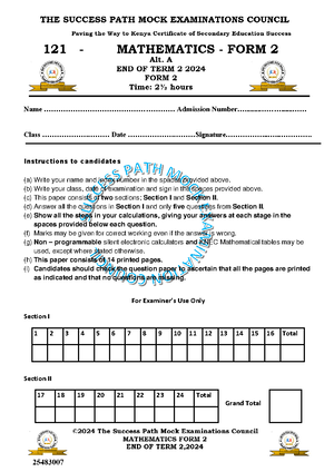Form 3 - History - Question Paper - Term 1 - 2024 HISTORY AND ...