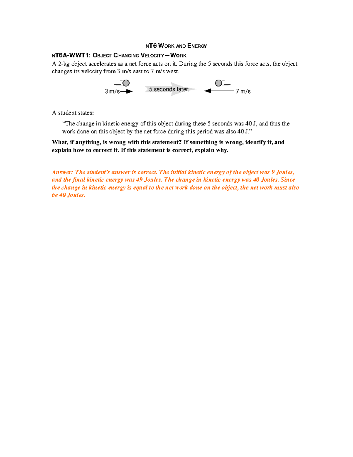 Work and energy ranking tasks answers - NT6 WORK AND ENERGY NT6A-WWT1 ...