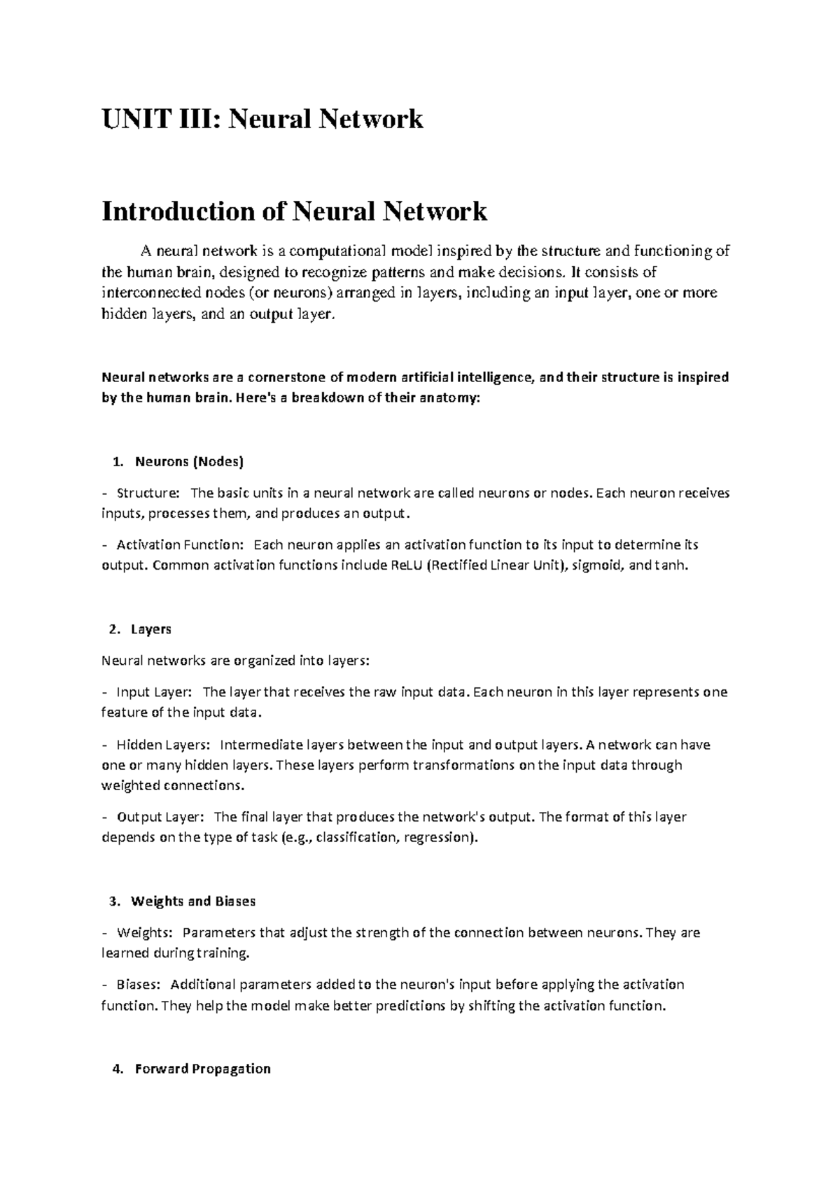 UNIT Three(neural network notes) - UNIT III: Neural Network ...