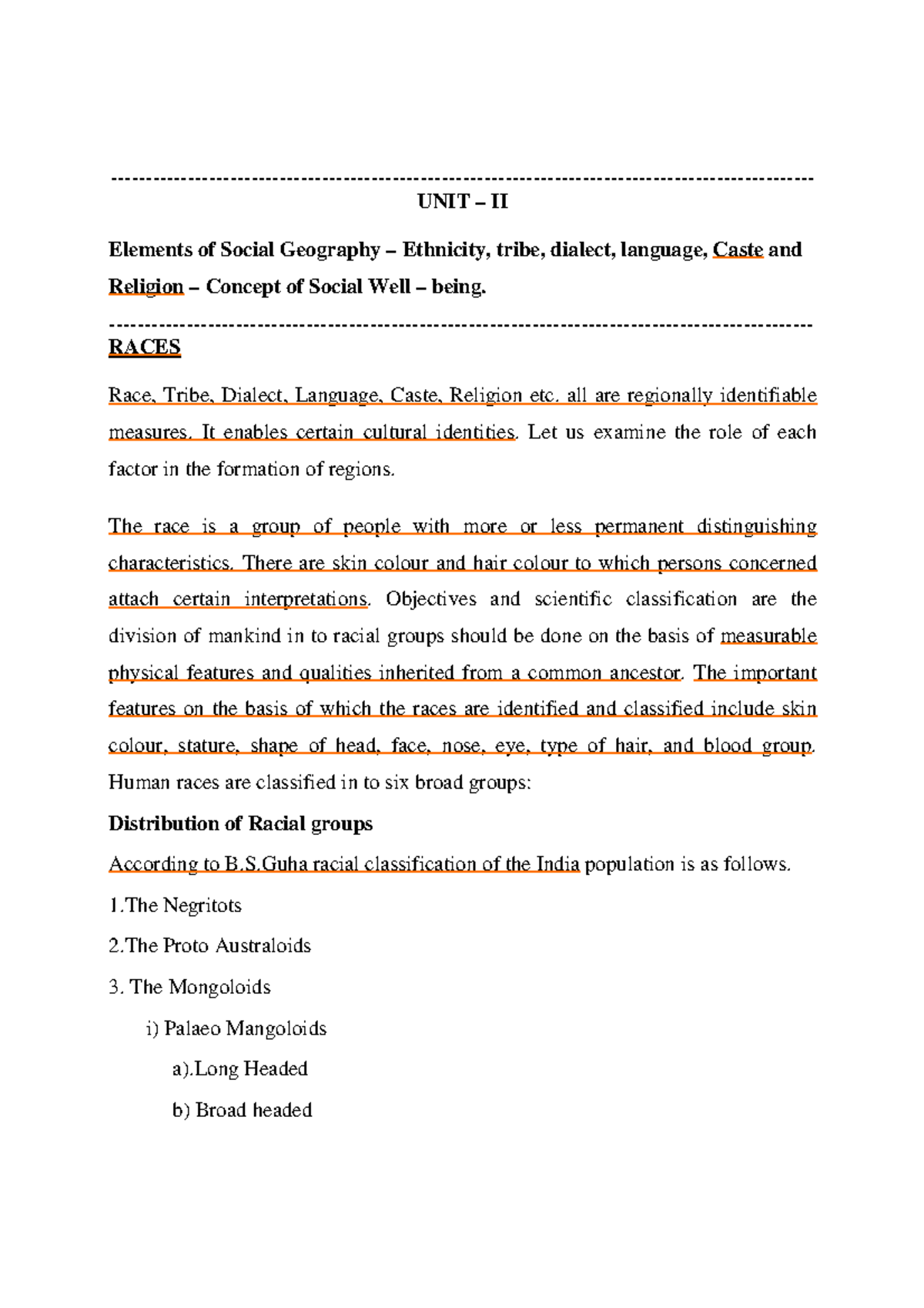 2.1 Race - Summary Geology - UNIT – II Elements of Social Geography ...