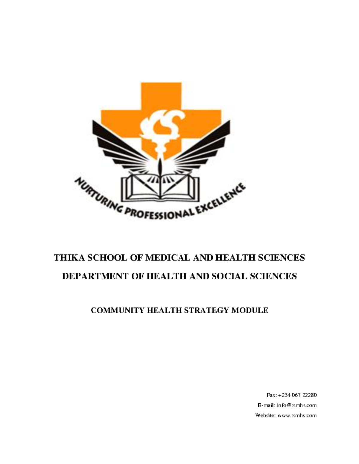 Community Health Strategy Module - THIKA SCHOOL OF MEDICAL AND HEALTH ...