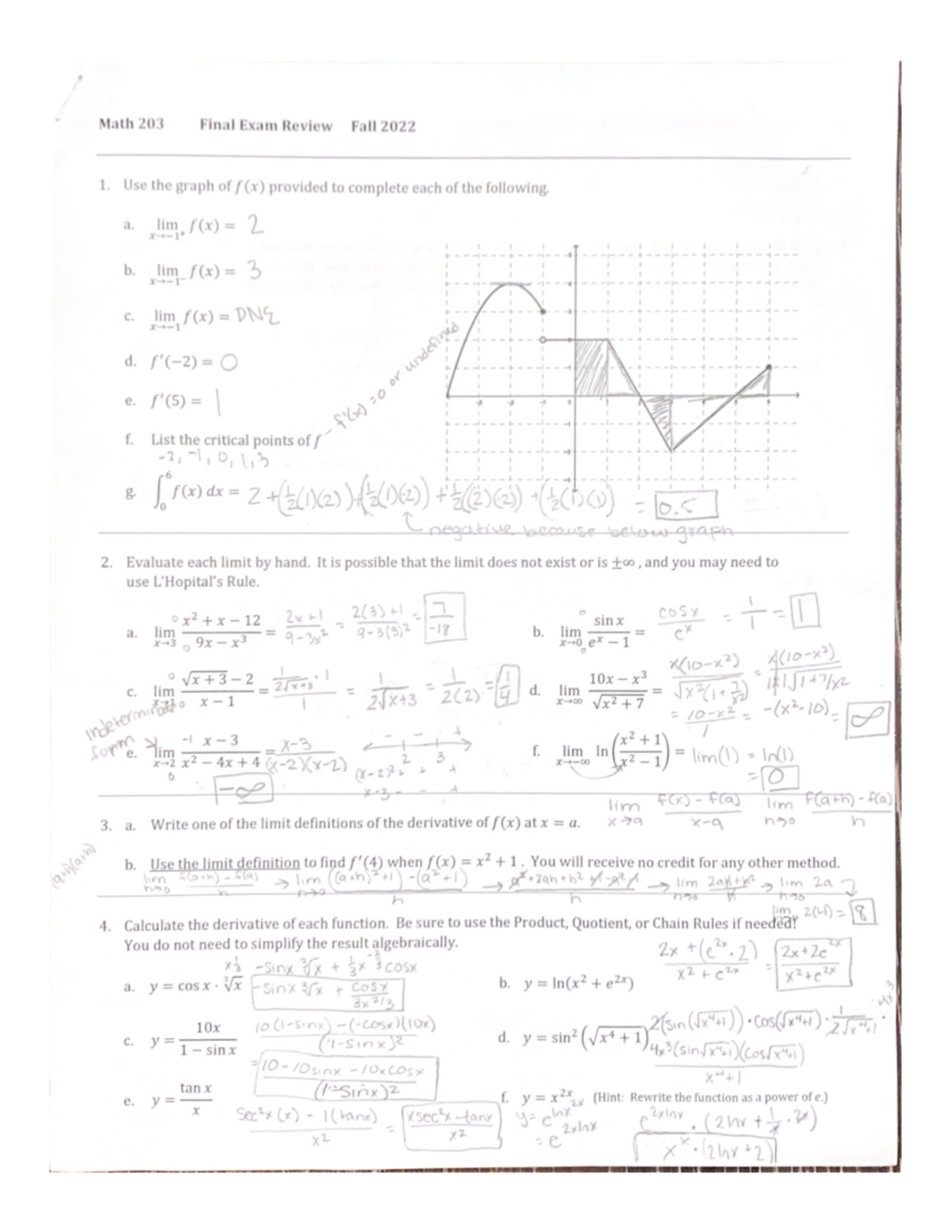 Final Exam Review - Taken with Professor Farmer - MATH 203 - Studocu