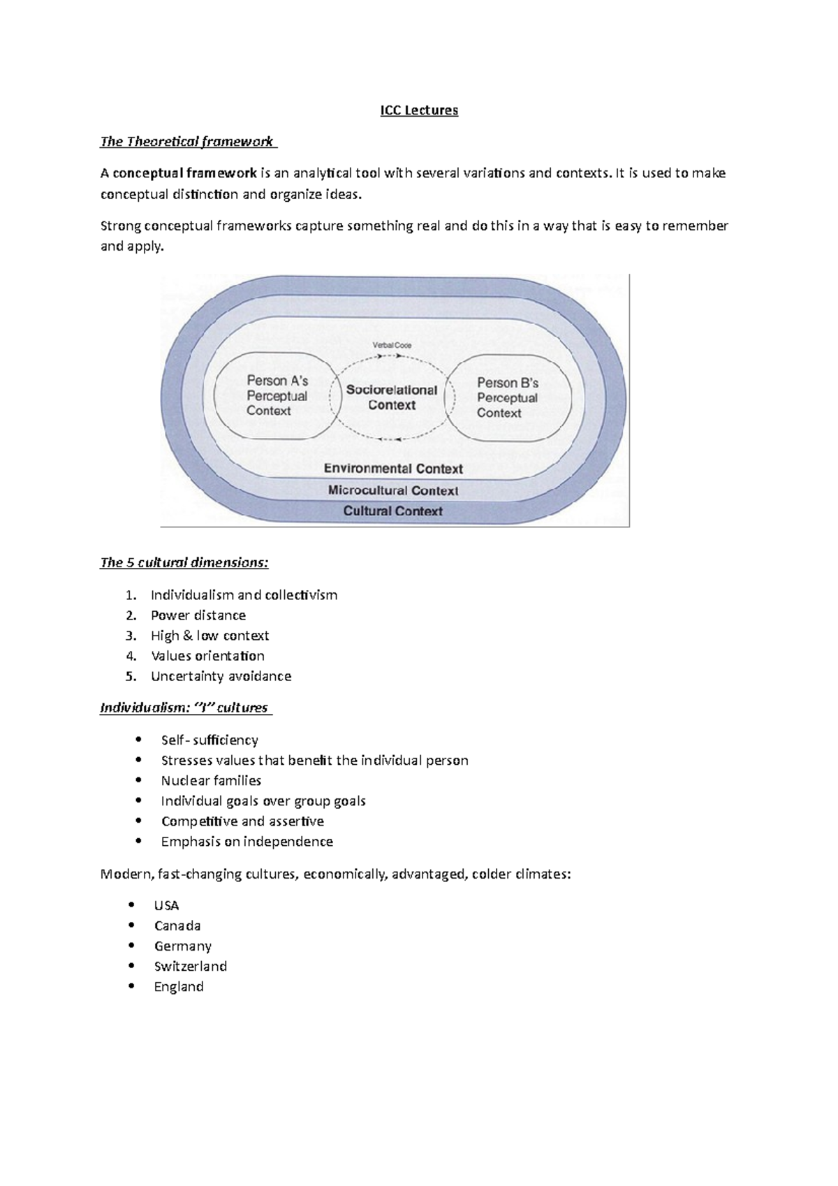 ICC Lectures - ICC Lectures The Theoretical framework A conceptual ...