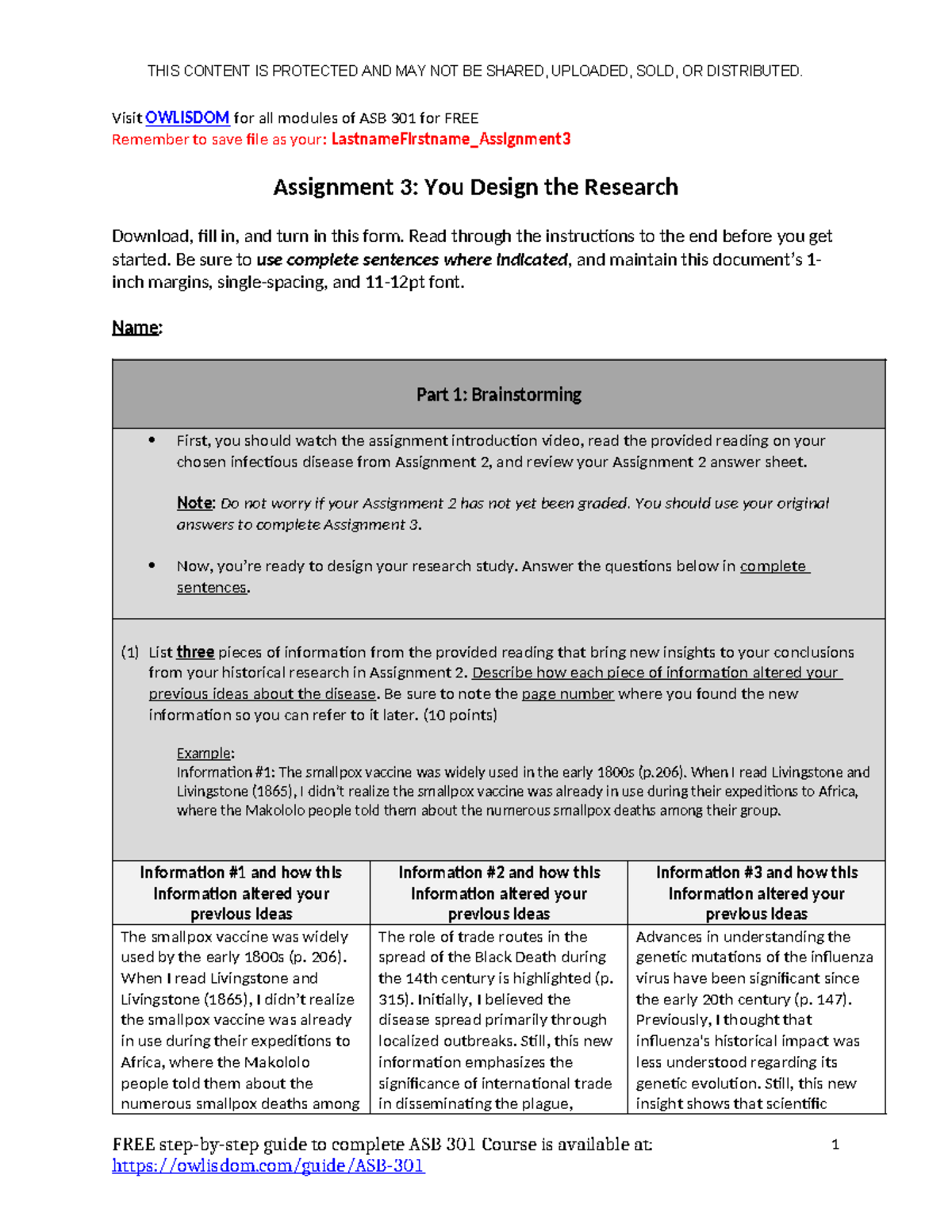 ASB 301 Module 5 Assignment 3 You Design the Research - Visit OWLISDOM ...