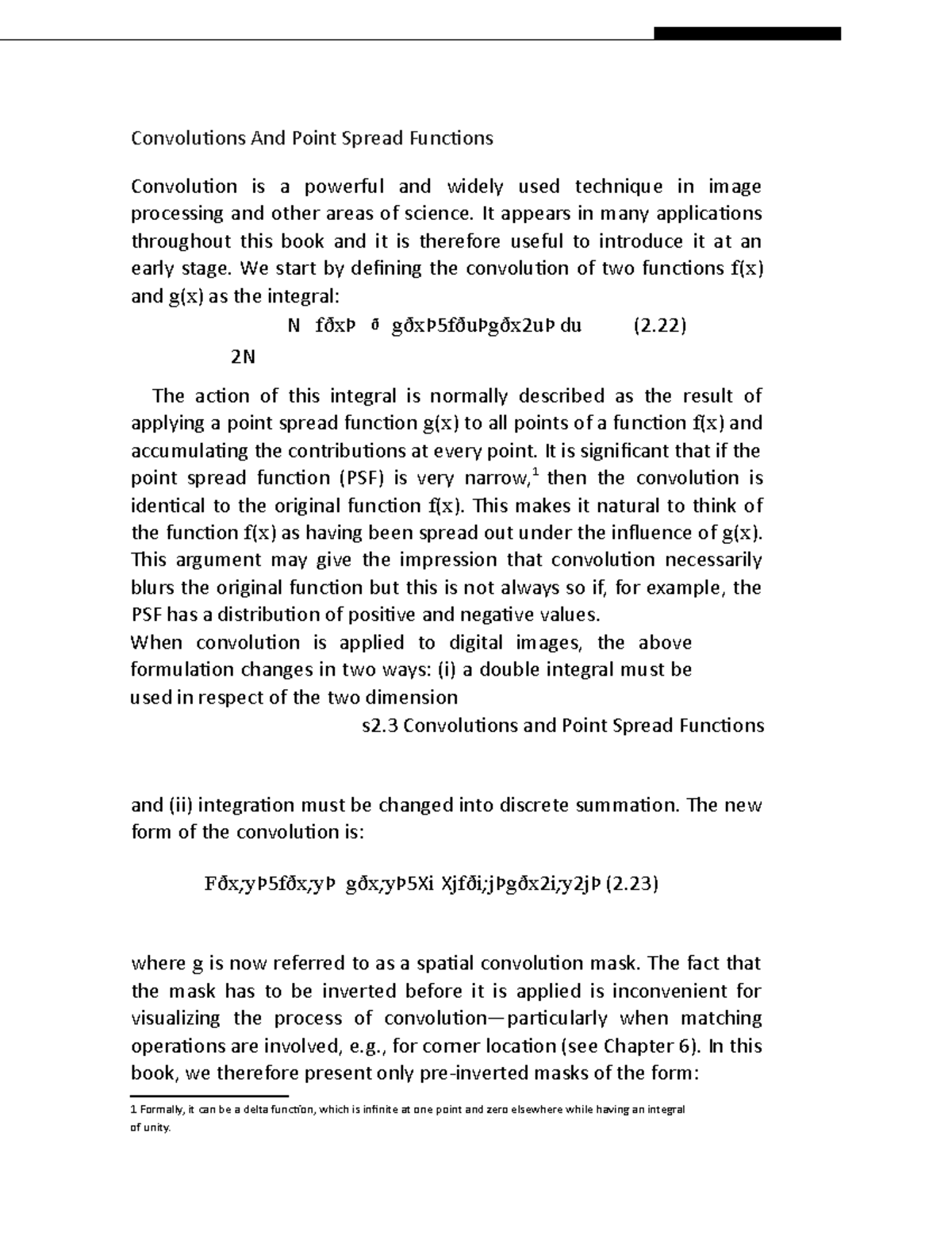 Convolutions And Point Spread Functions Convolutions And Point Spread Functions Convolution Is