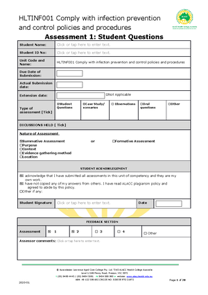 Chcdis 002 - Disability support answers - STUDENT ASSESSMENT BOOKLET C ...