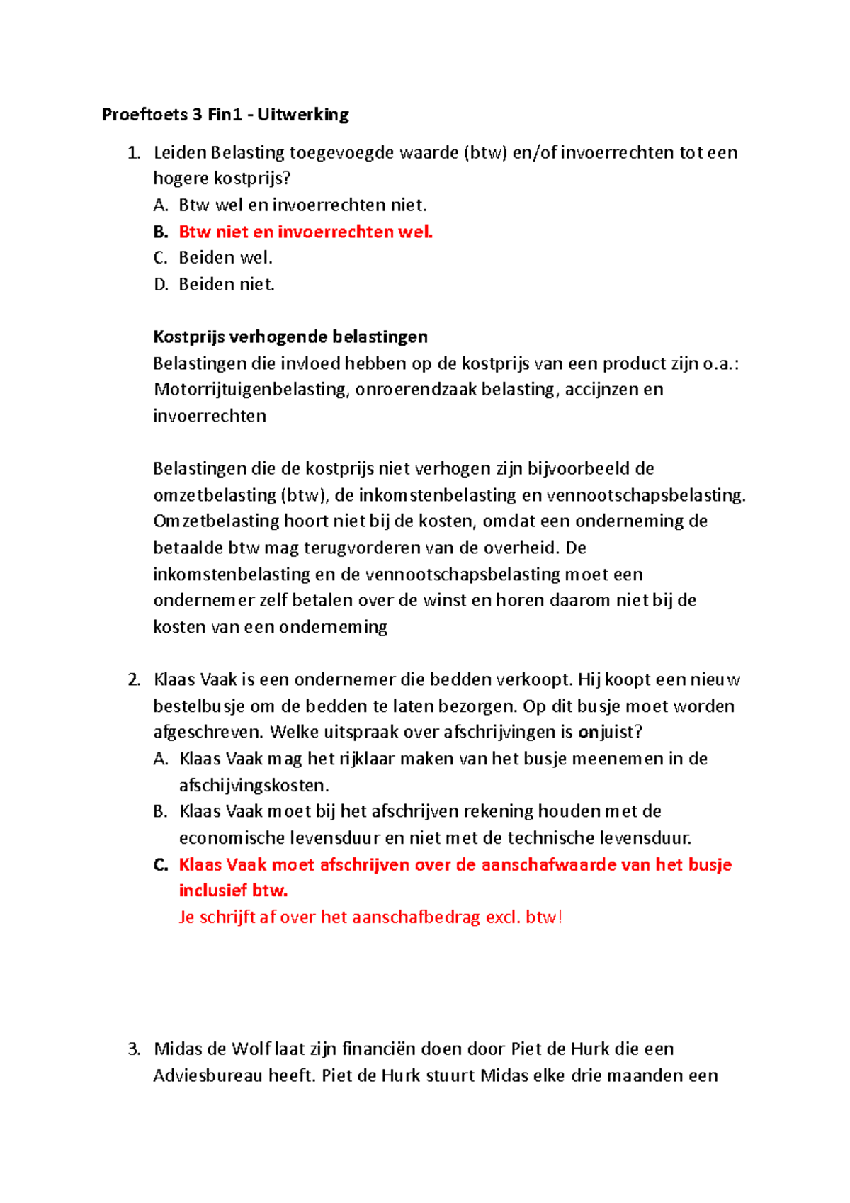 Proeftoets 3 - Financieel Uitwerking - Proeftoets 3 Fin1 - Uitwerking ...
