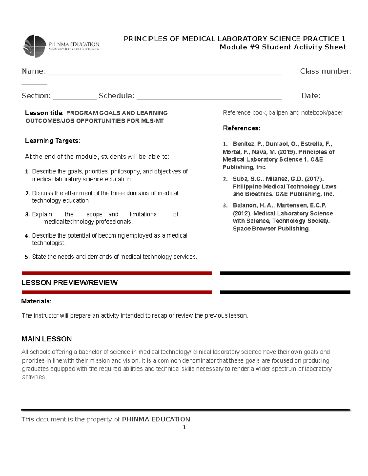 SAS-9.PMLS1-MLS 037 - Jdjd - Module #9 Student Activity Sheet Name: - Studocu