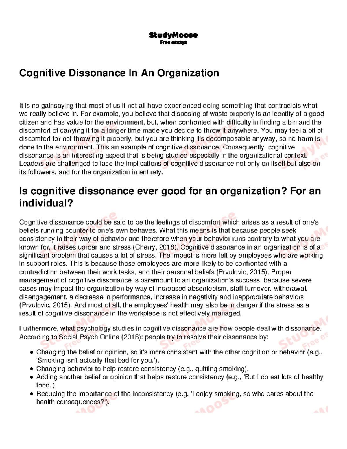 Cognitive Dissonance In An Organization. How some people get to behave ...