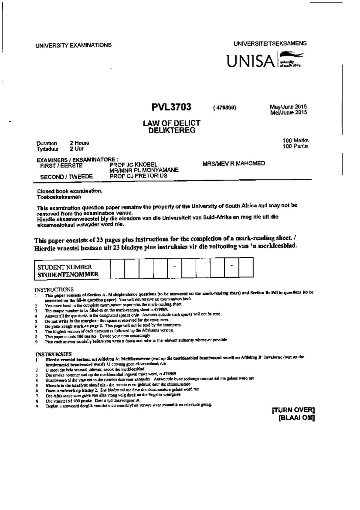 PVL3703 2015 6 E 1 - Notes - UNIVERSITY EXAMINATIONS ...