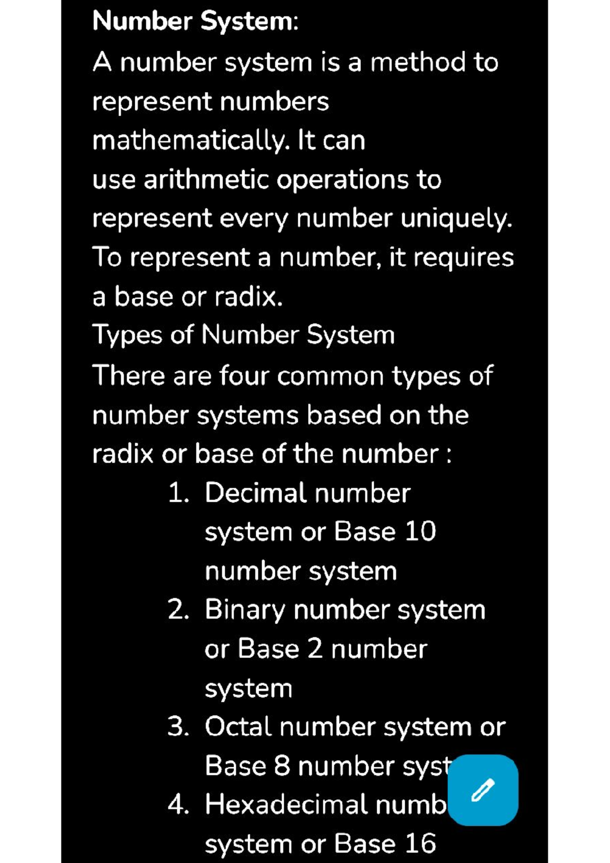 Coa - All about number systems - Number System: A number system is a ...
