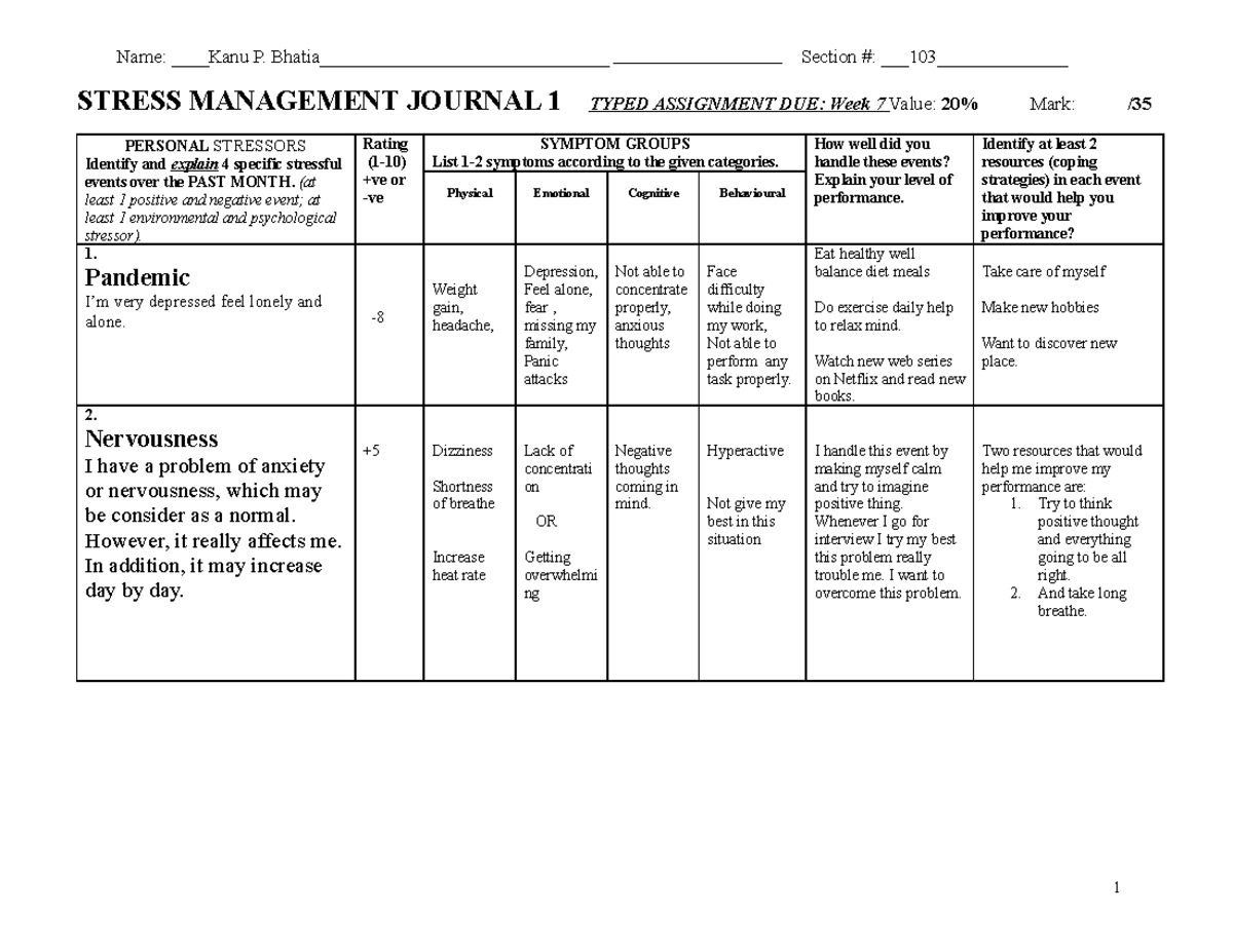 Assignment 1- GNED137 - assi - Name: Kanu P. Bhatia ...