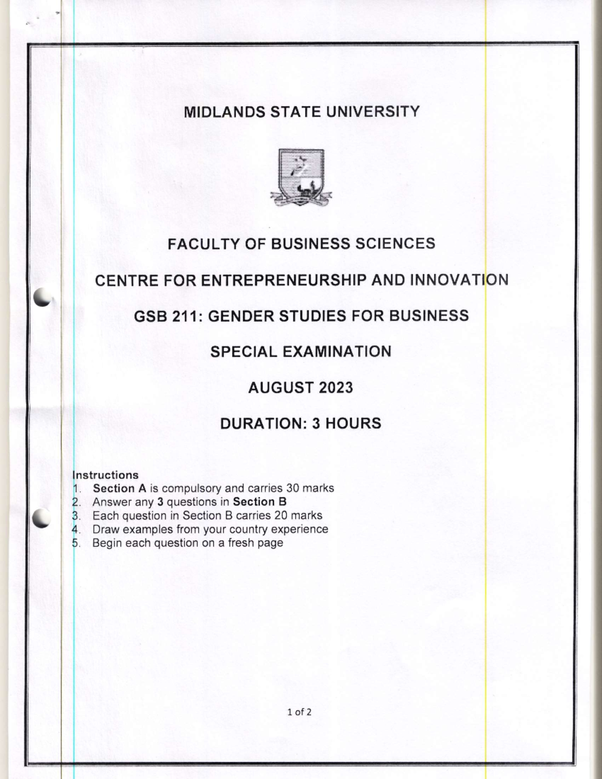 GSB211 AUG 2023 copy - Notes - MIDLANDS STATE UNIVERSITY FACULTY OF ...