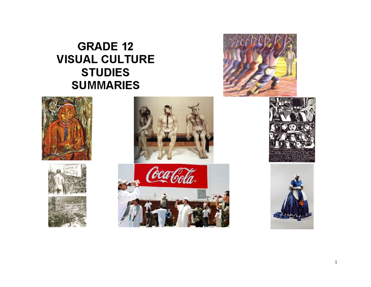 VCS Summaries 2 - GRADE 12 VISUAL CULTURE STUDIES SUMMARIES Artists ...