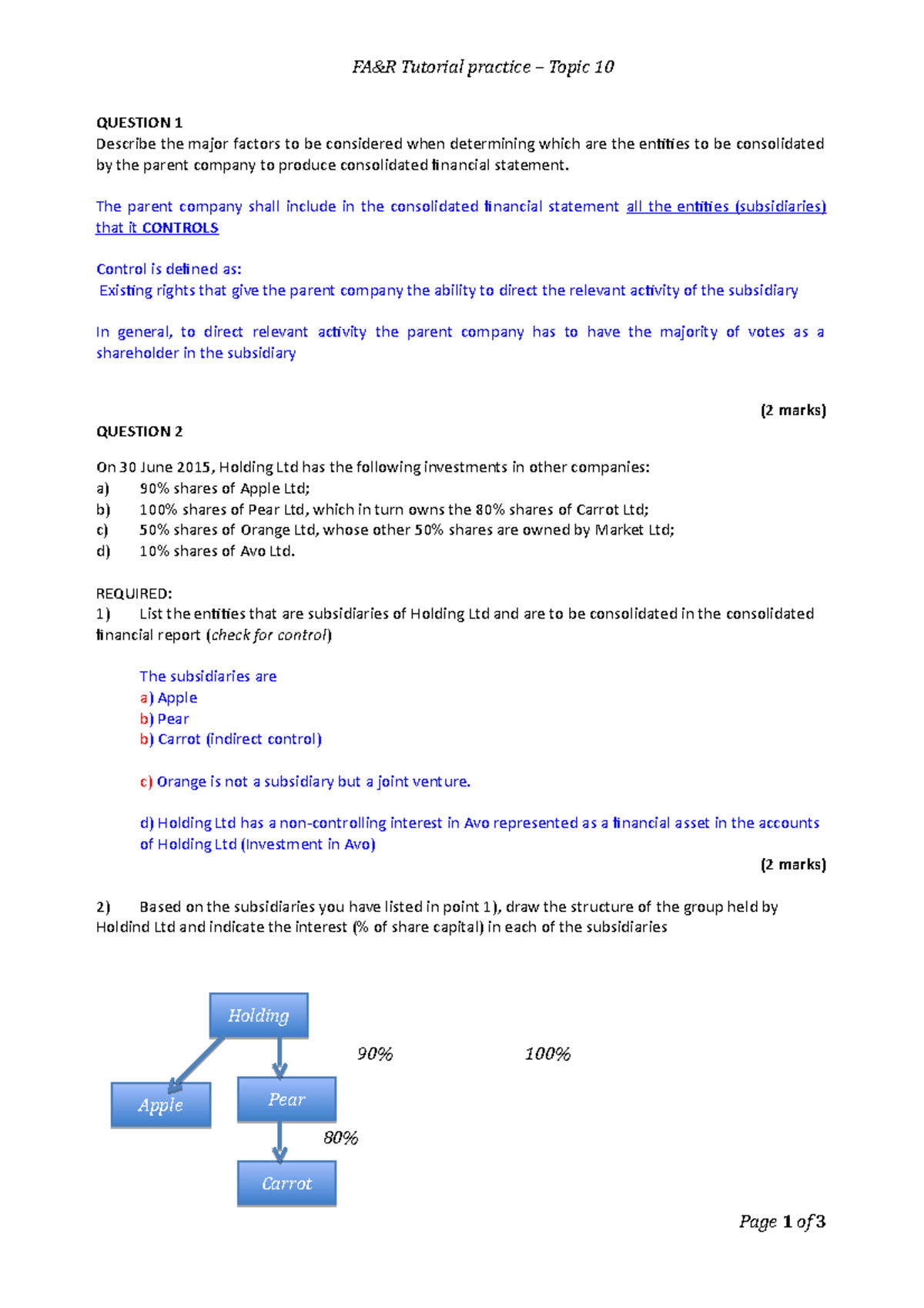 Tutorial Topic 10 solutions - FA&amp;R Tutorial practice – Topic 10 ...