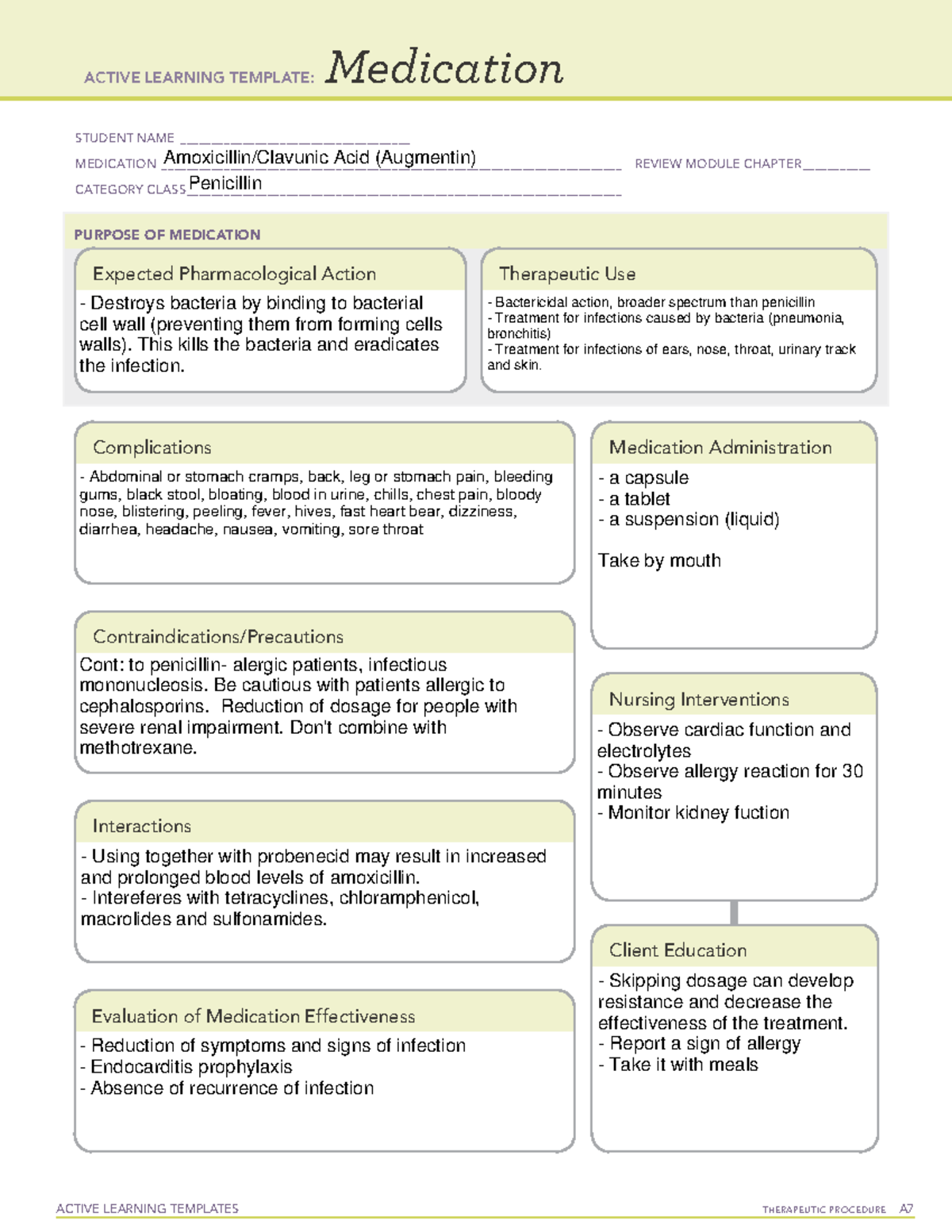 Amoxicilin 2 - Learning template - ACTIVE LEARNING TEMPLATES ...
