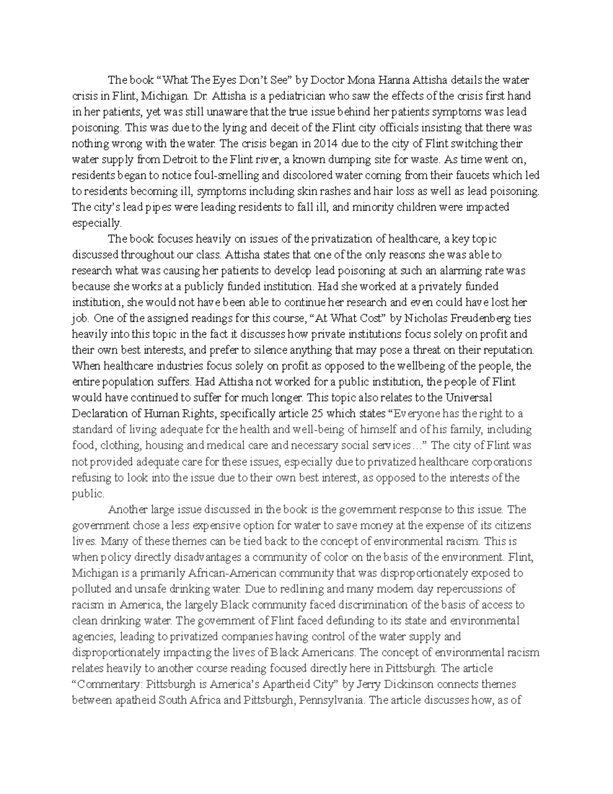 Book review essay - alexander - The book “What The Eyes Don’t See” by ...