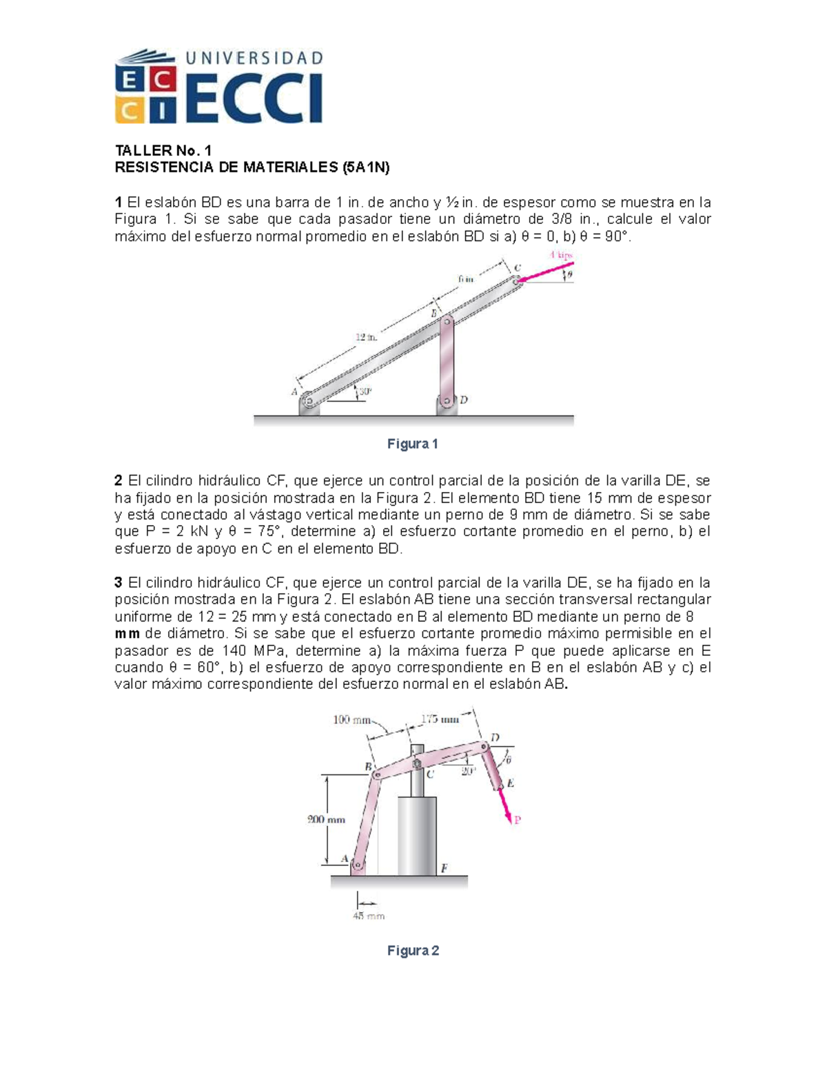 Taller No 1 Resistencia De Materiales 5a Taller No 1 Resistencia De