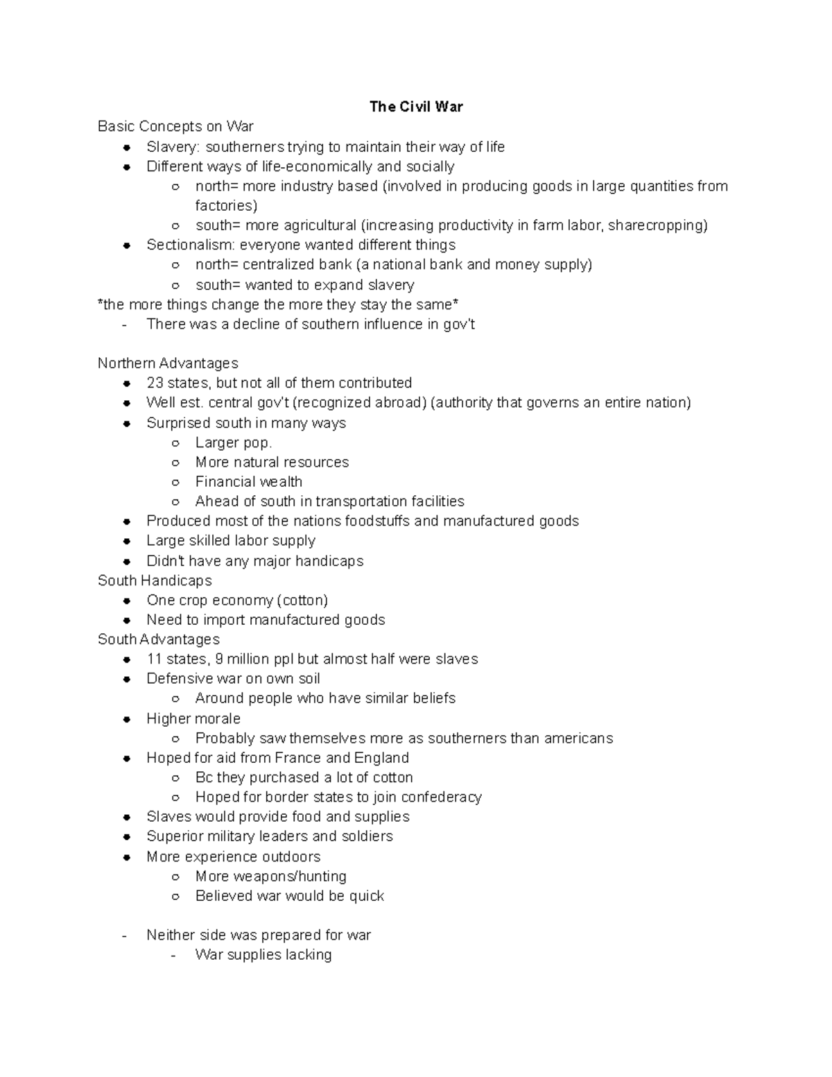 The Civil War - Dr. Jones AMH 2020 - The Civil War Basic Concepts on ...