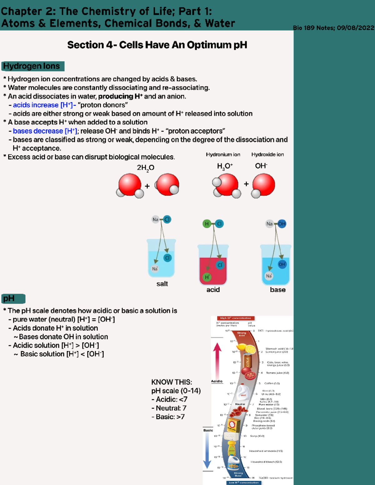 Chapter 2 pg9 - BIOL 189 - Studocu