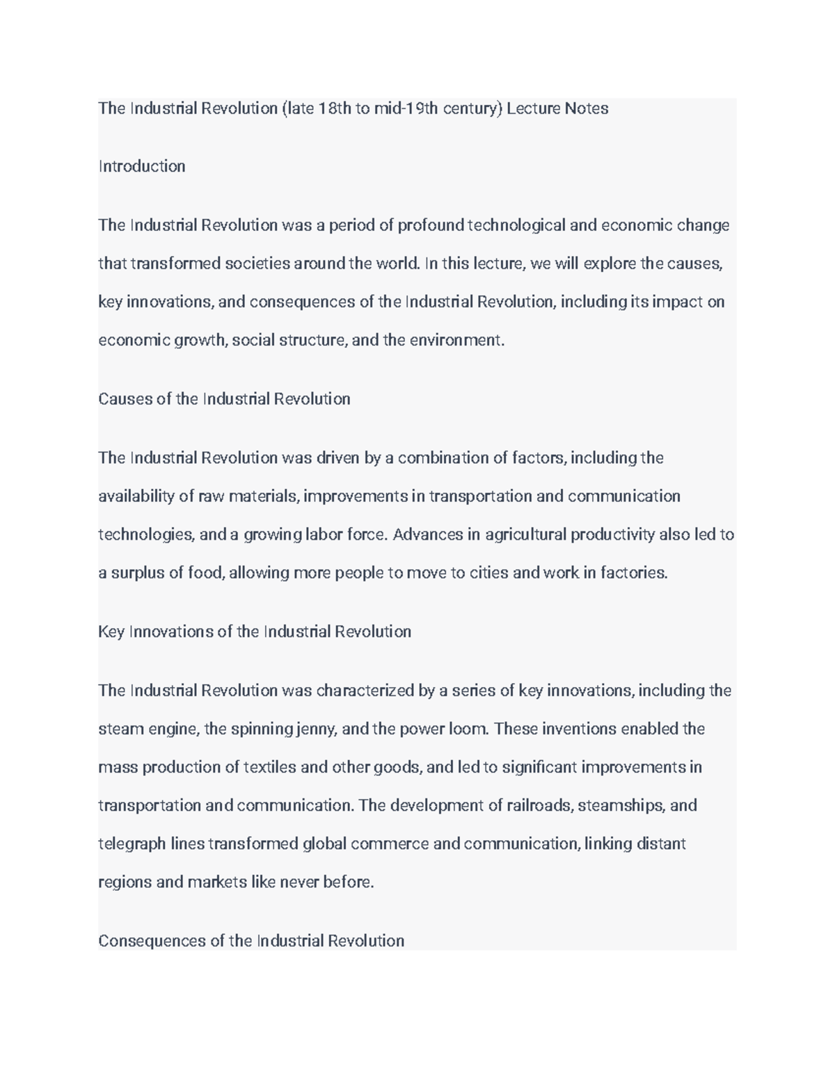 The Industrial Revolution (late 18th to mid-19th century) - In this ...