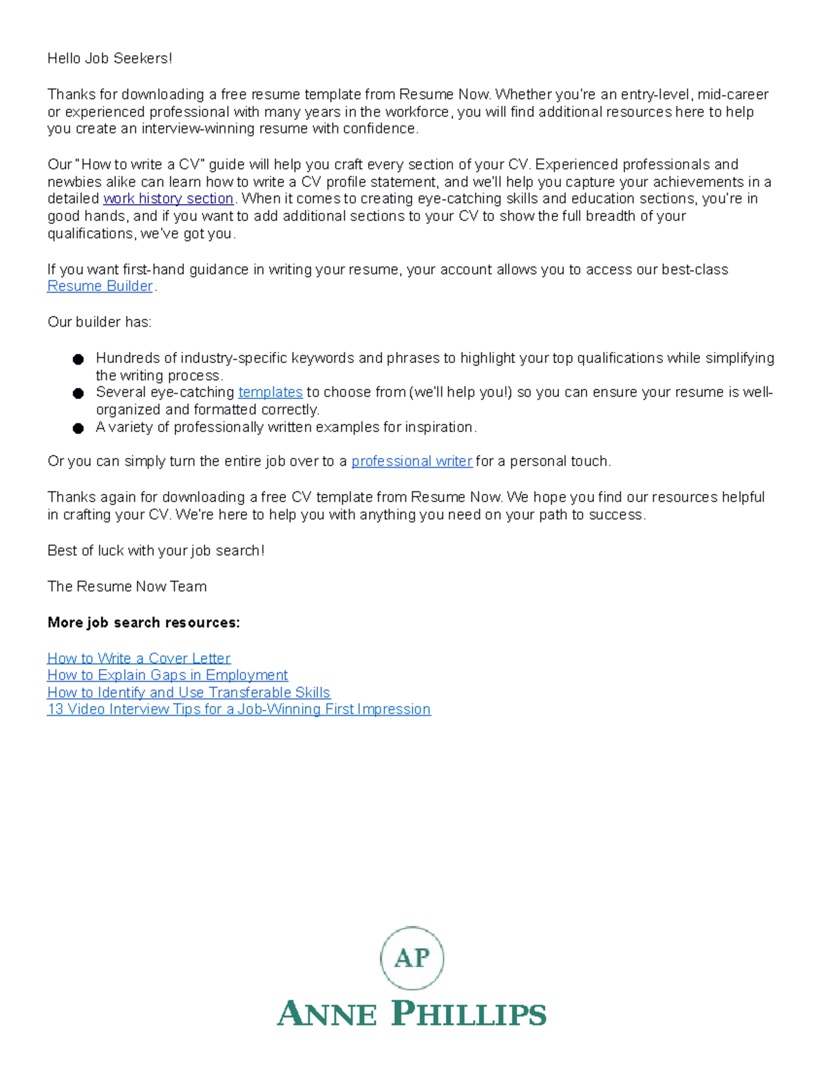 CV free template traditional 3 empathic emerald - Hello Job Seekers ...
