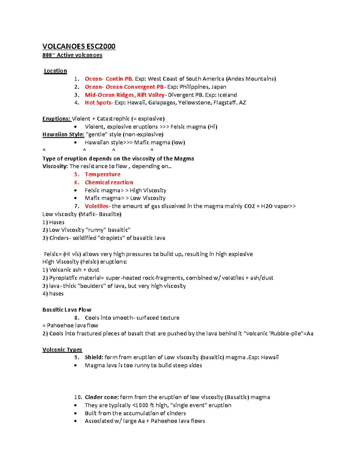 Albright Lynn Lecture Notes on Volcanoes - VOLCANOES ESC 800~ Active ...