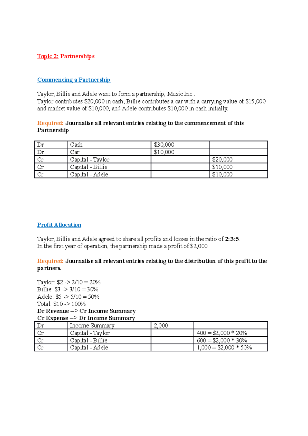 L2 - Tut Question & Answers - Topic 2: Partnerships Commencing a ...