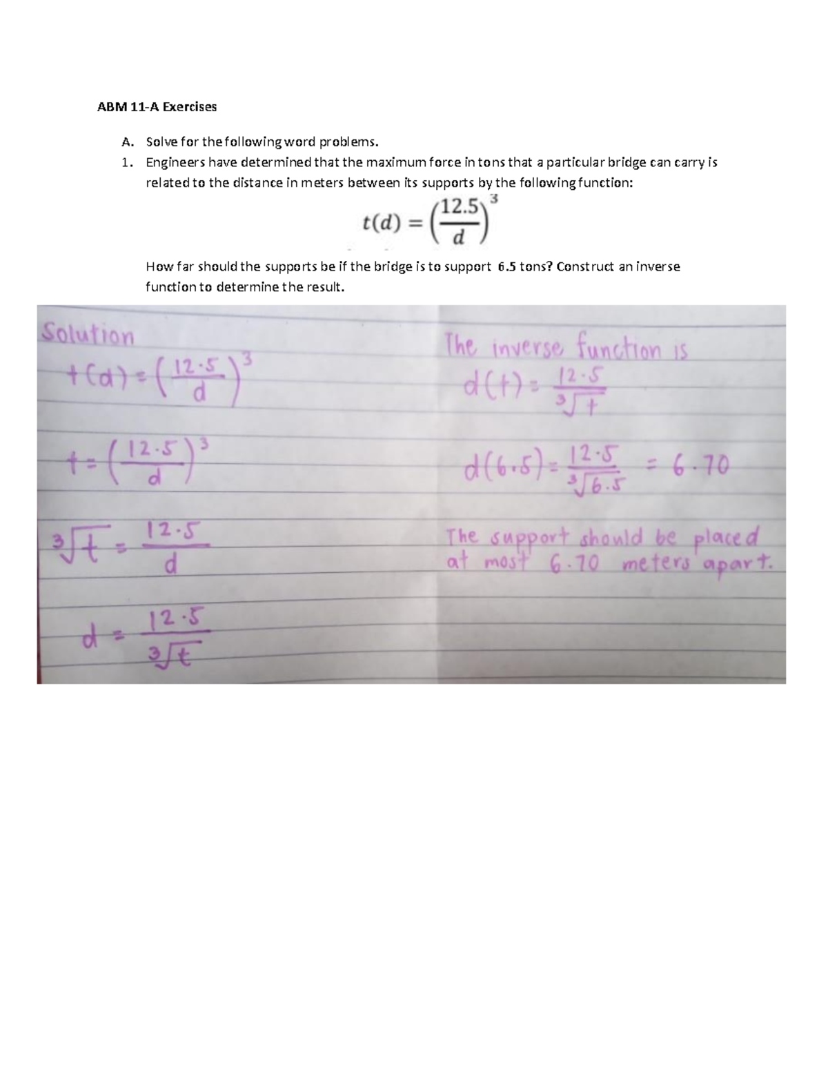 LAS 5 Word Problems Involving Inverse Functions, Exponential Function ...